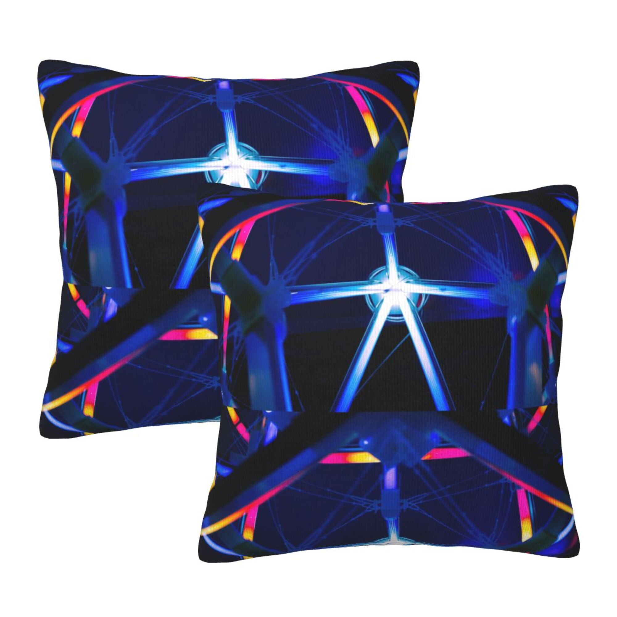 Home Throw Pillow Covers Blue Neon Light Wallpaper Square Thick Throw ...