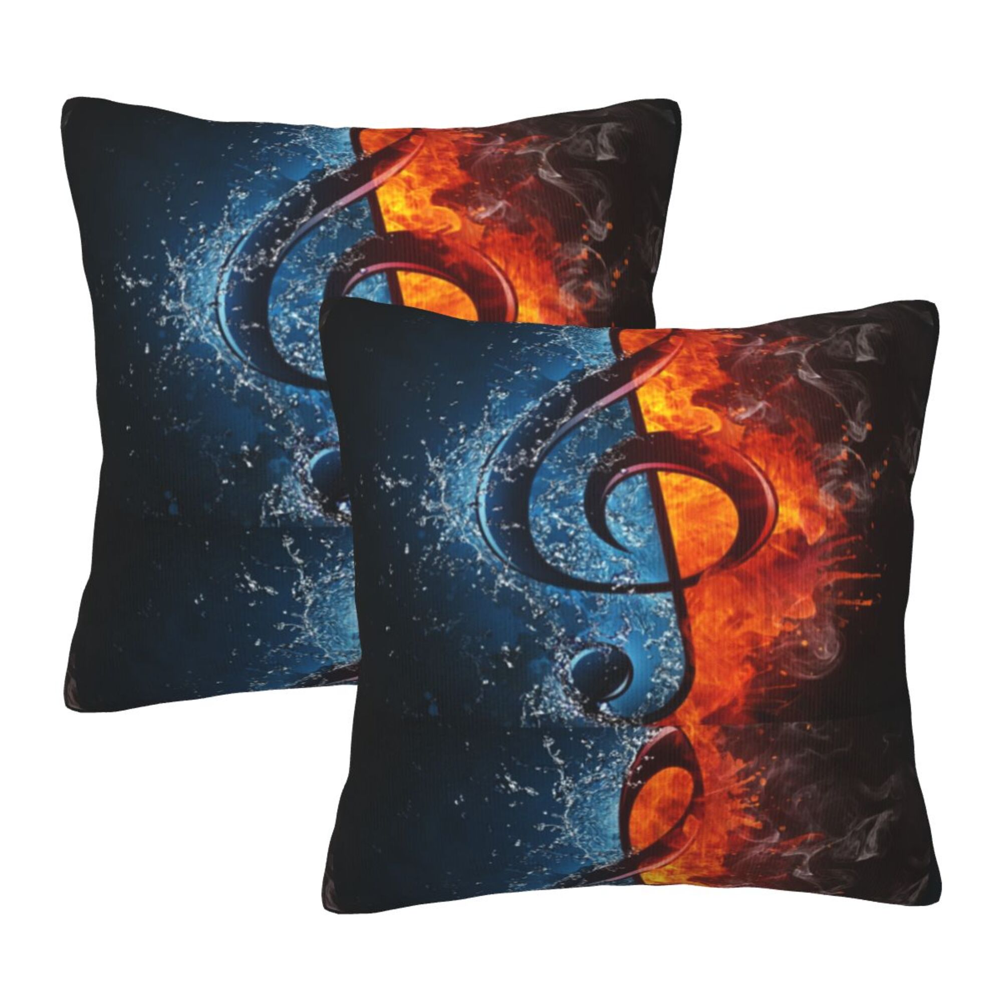 Home Throw Pillow Covers Burning Music Note Illustration Of The Treble ...