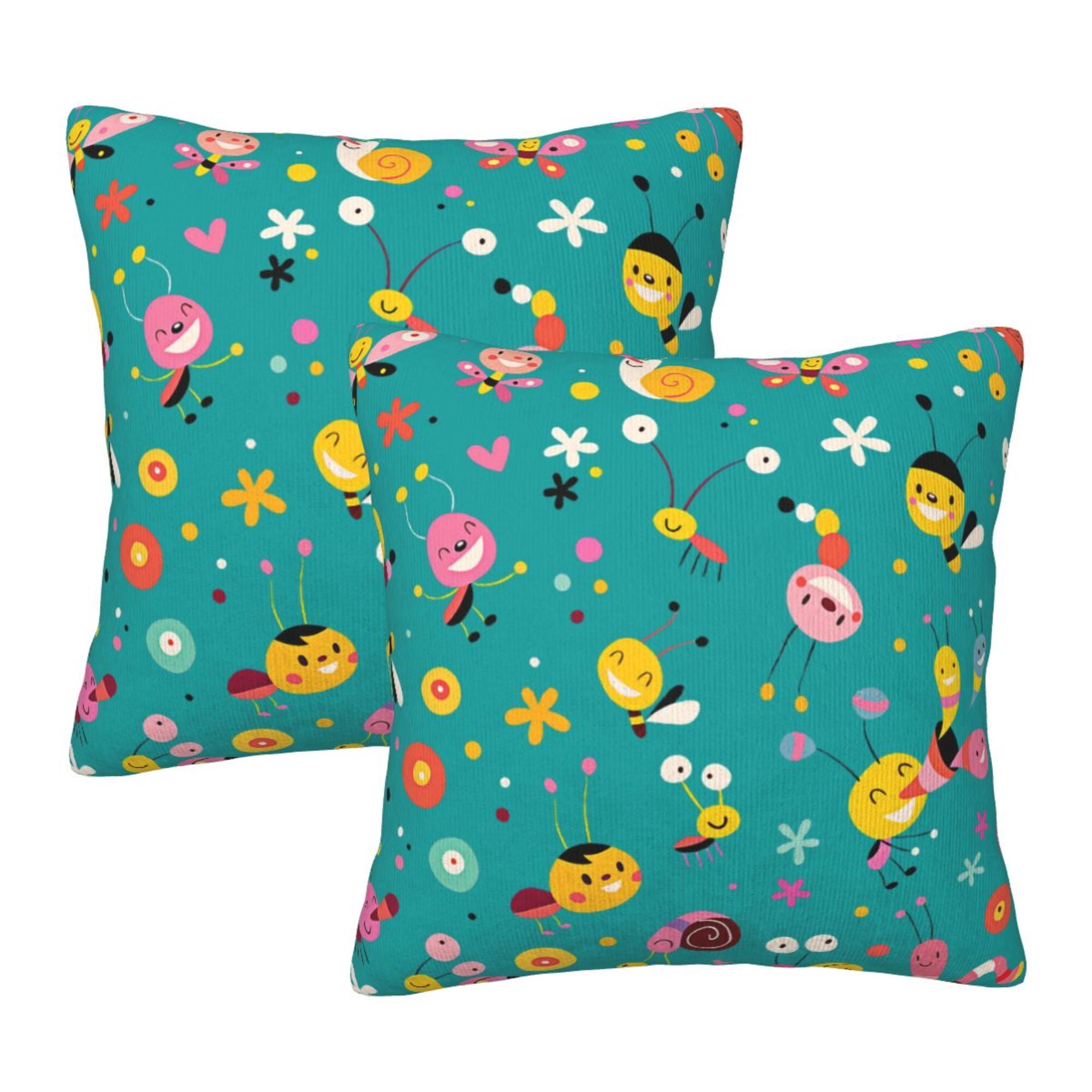 Home Throw Pillow Covers Butterflies Snails Pattern Logo Square Thick ...