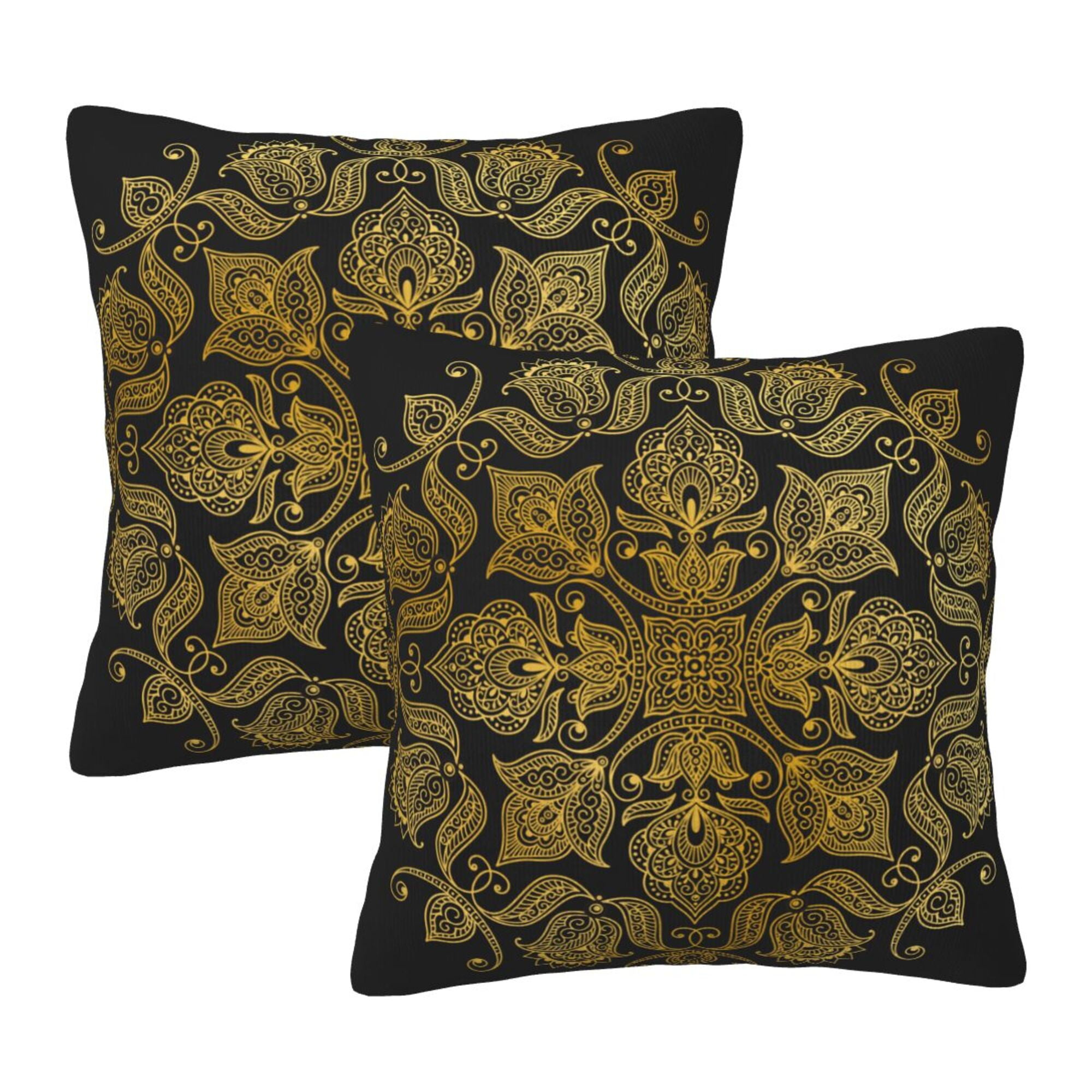 Home Throw Pillow Covers Classical plant golden background Square Thick ...