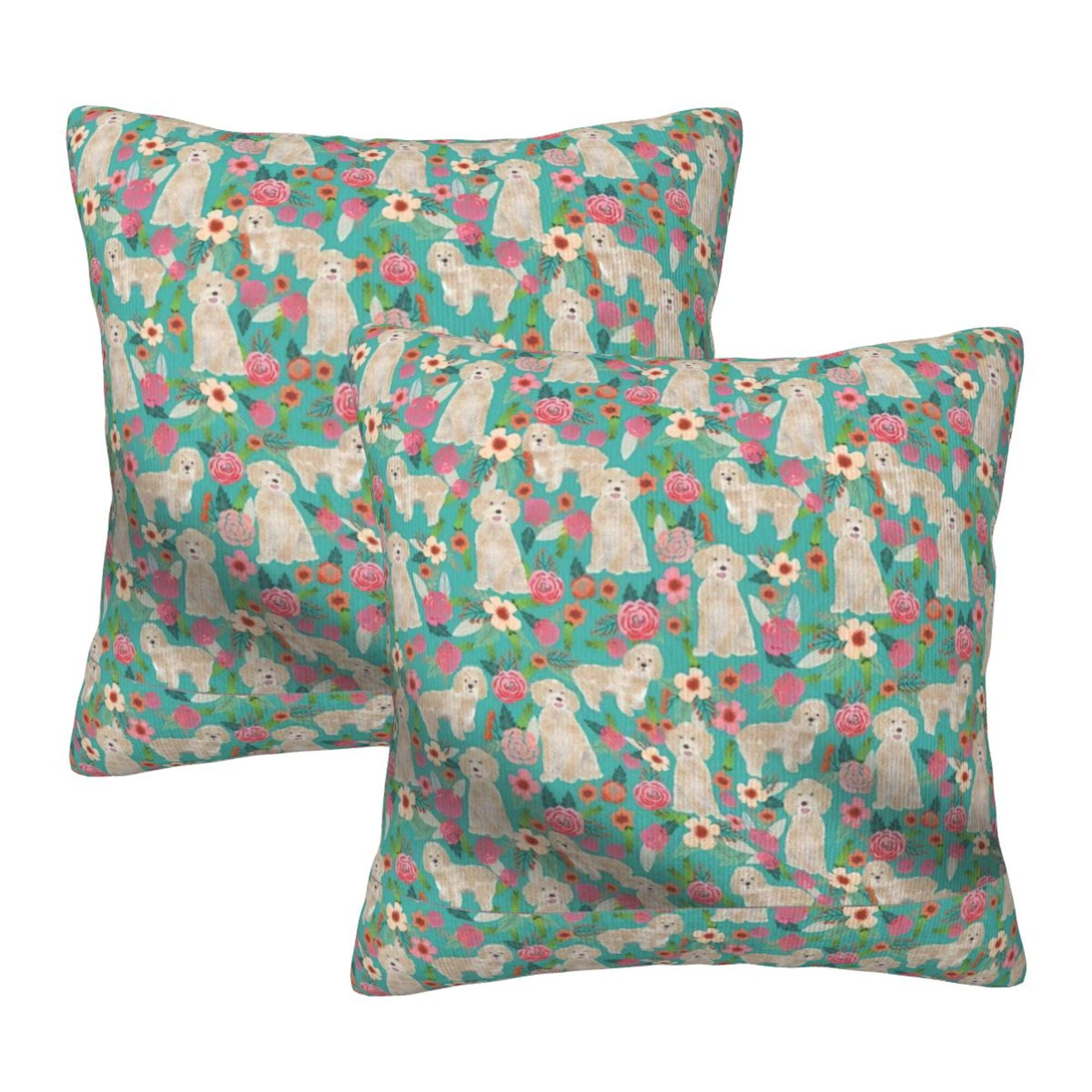Home Throw Pillow Covers Cockapoo Dog Florals Cockapoo Cream Dog ...