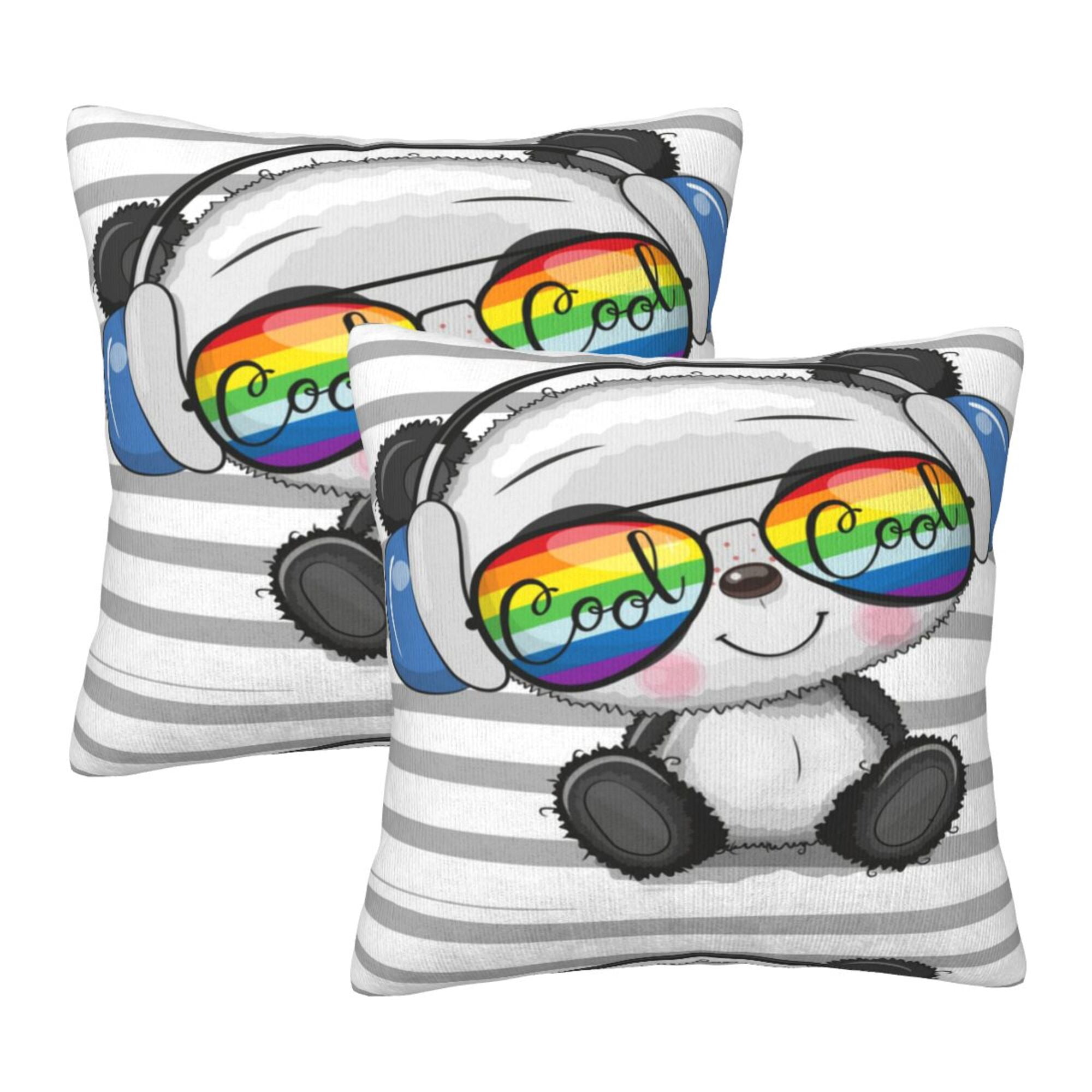 Home Throw Pillow Covers Cool Cartoon Cute Panda Square Thick Throw ...