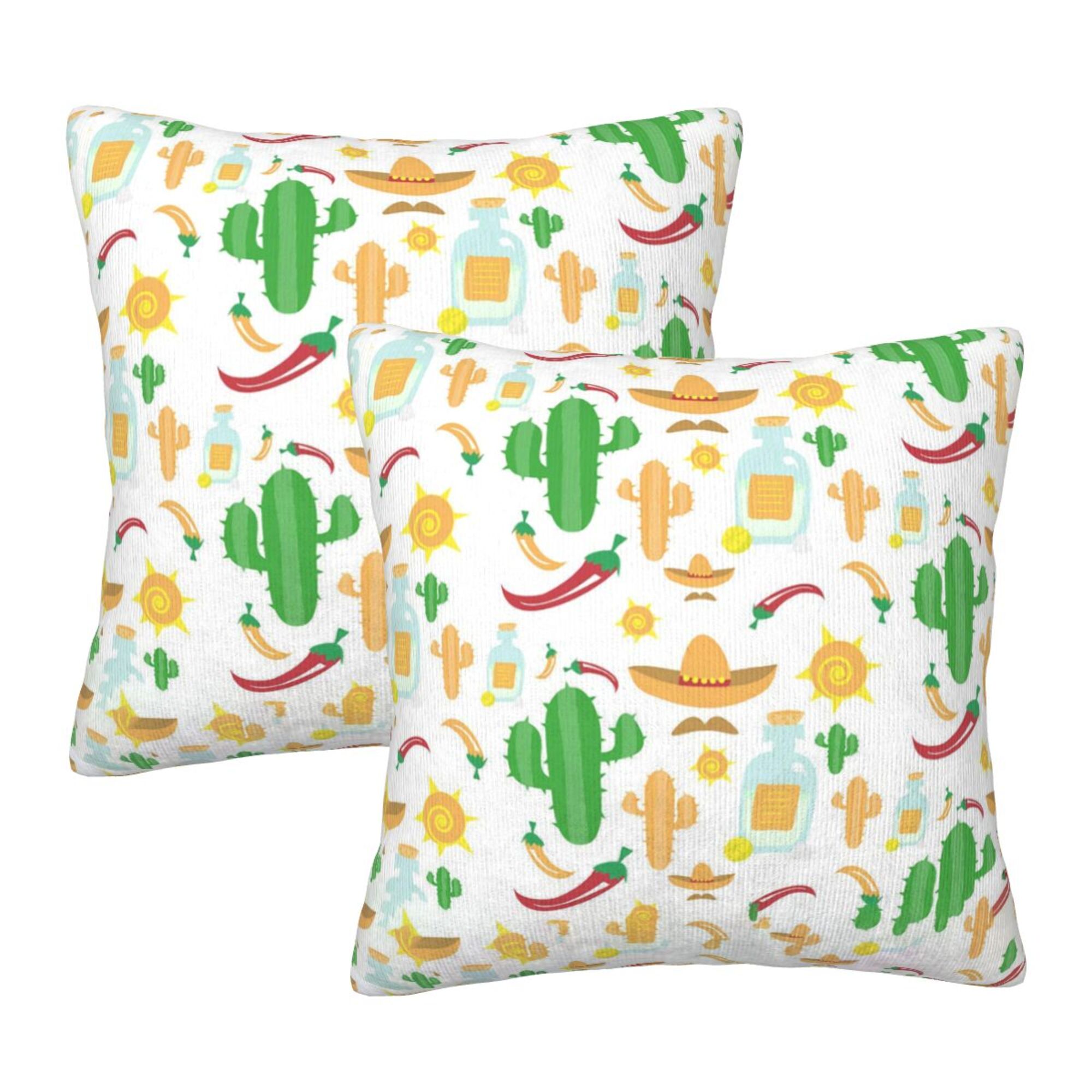Home Throw Pillow Covers Cute Cactus Mexican Vector Graphics Square ...