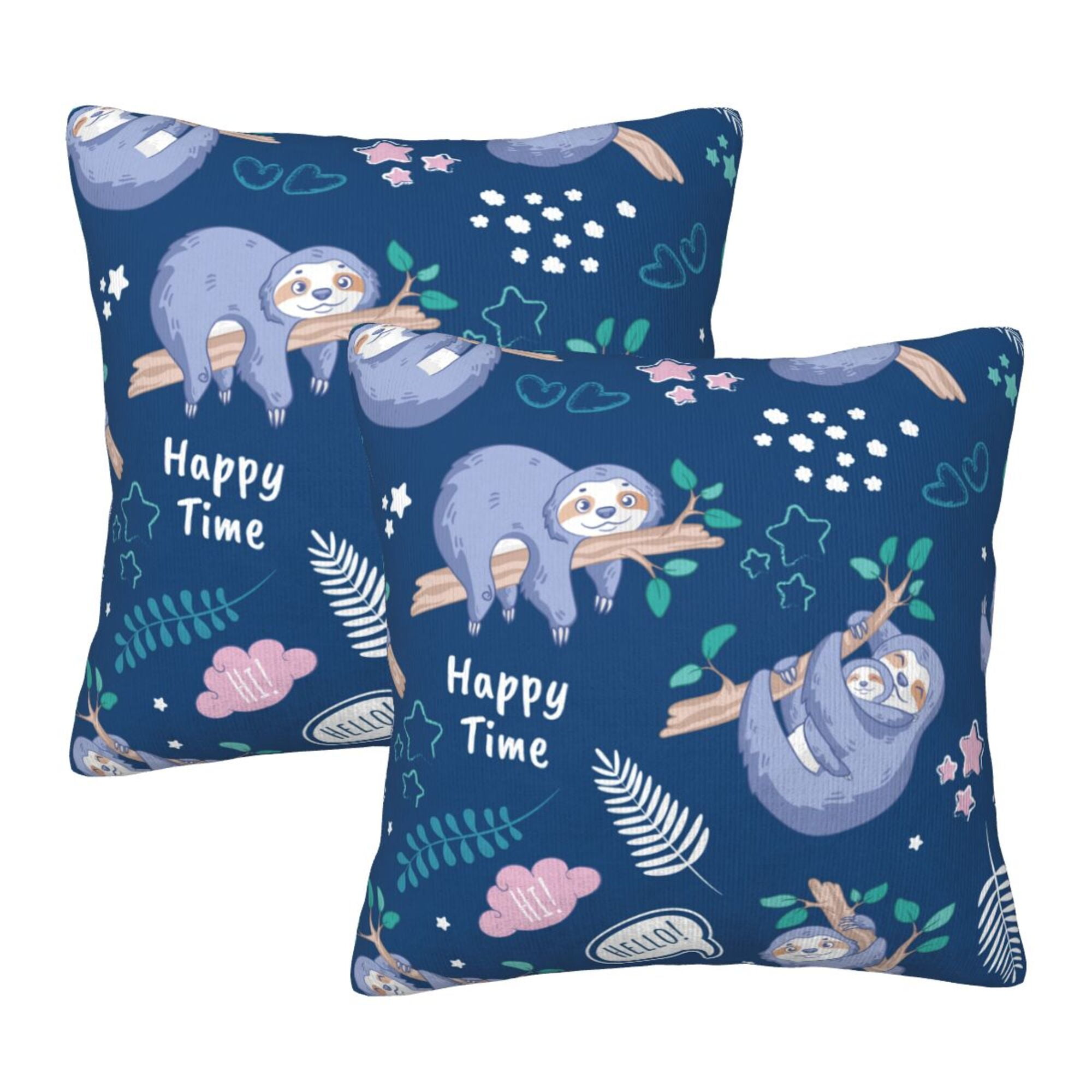 Home Throw Pillow Covers Cute Sloths Animal Square Thick Throw Pillow ...