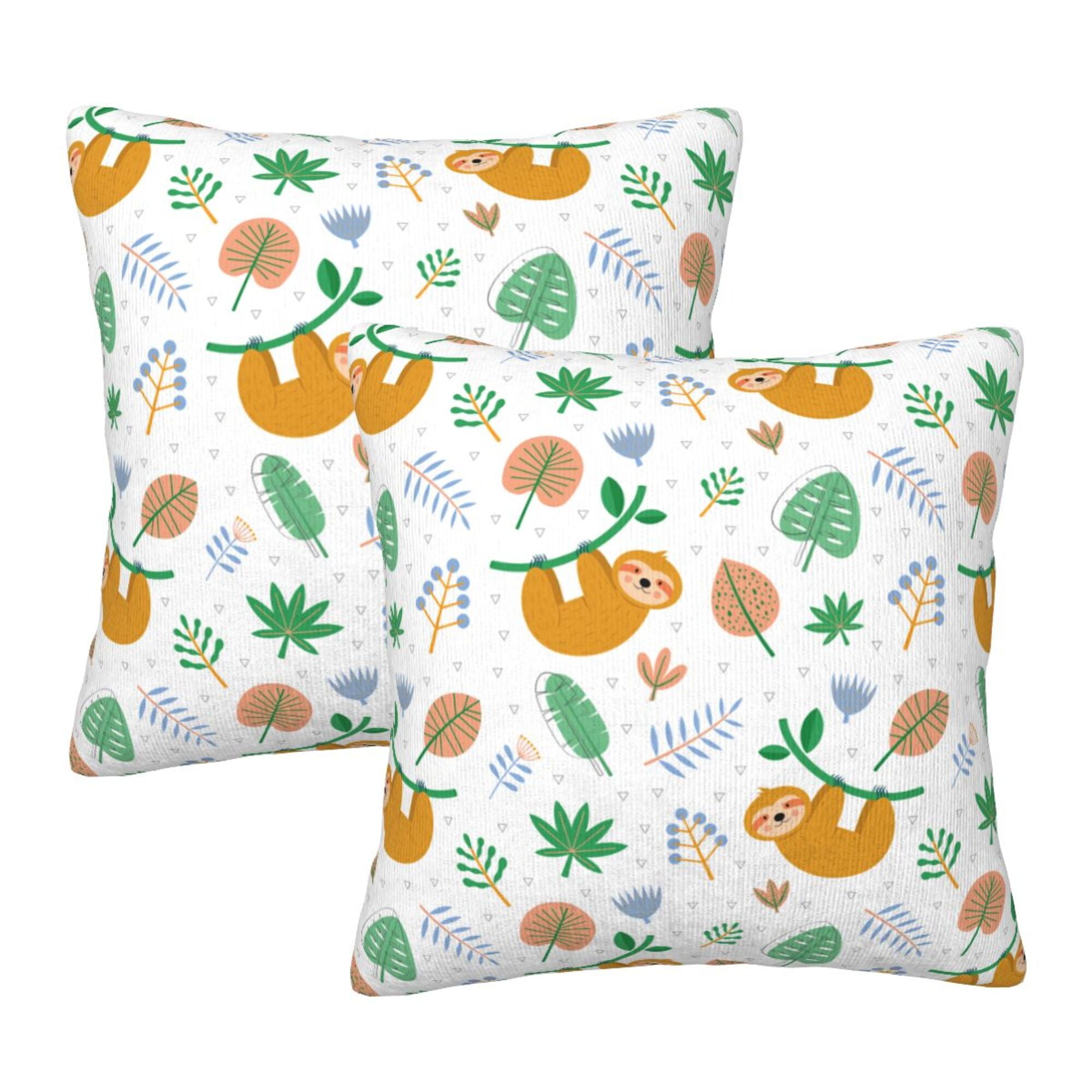 Home Throw Pillow Covers Cute Sloths Animal Square Thick Throw Pillow ...