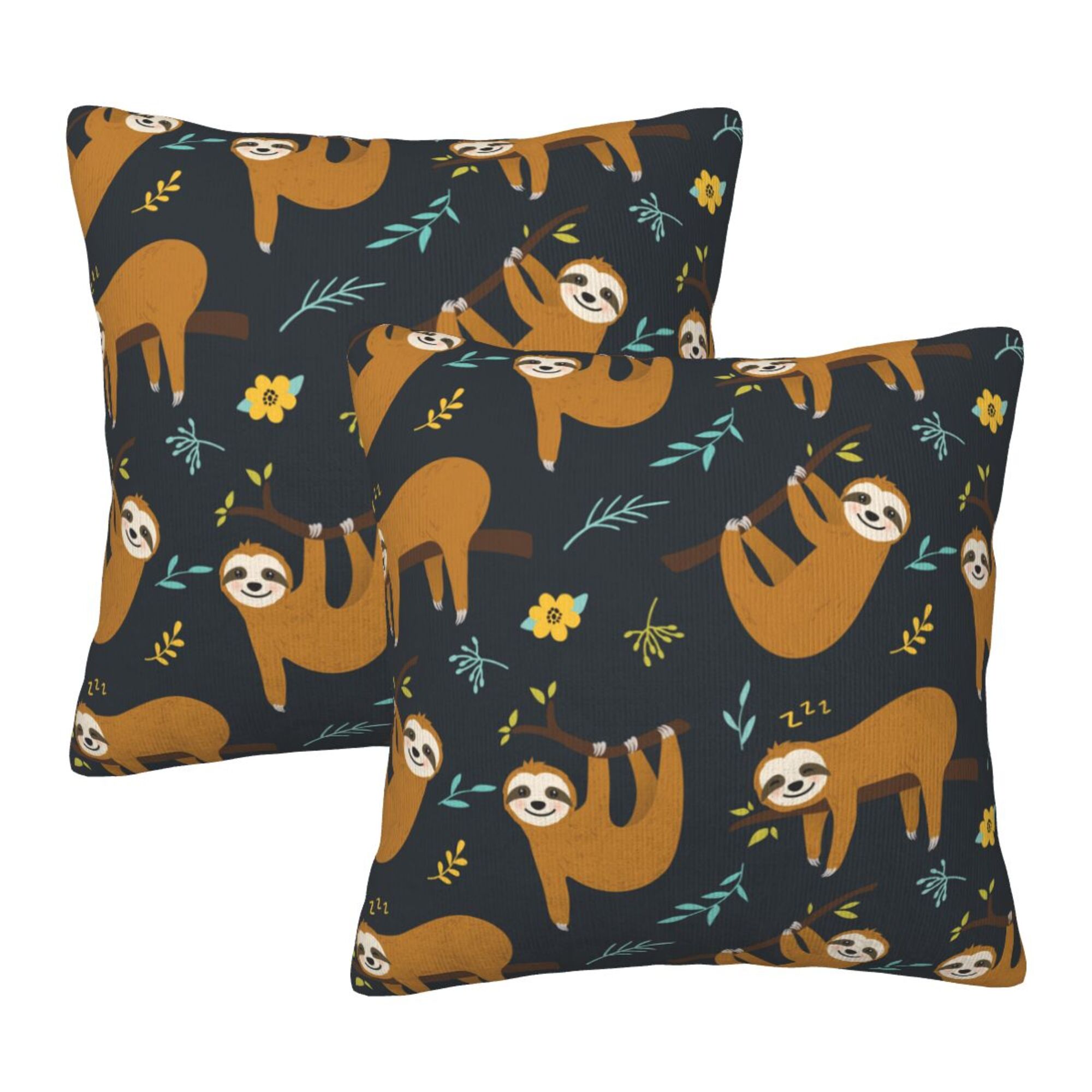 Home Throw Pillow Covers Cute Sloths Animal Square Thick Throw Pillow ...