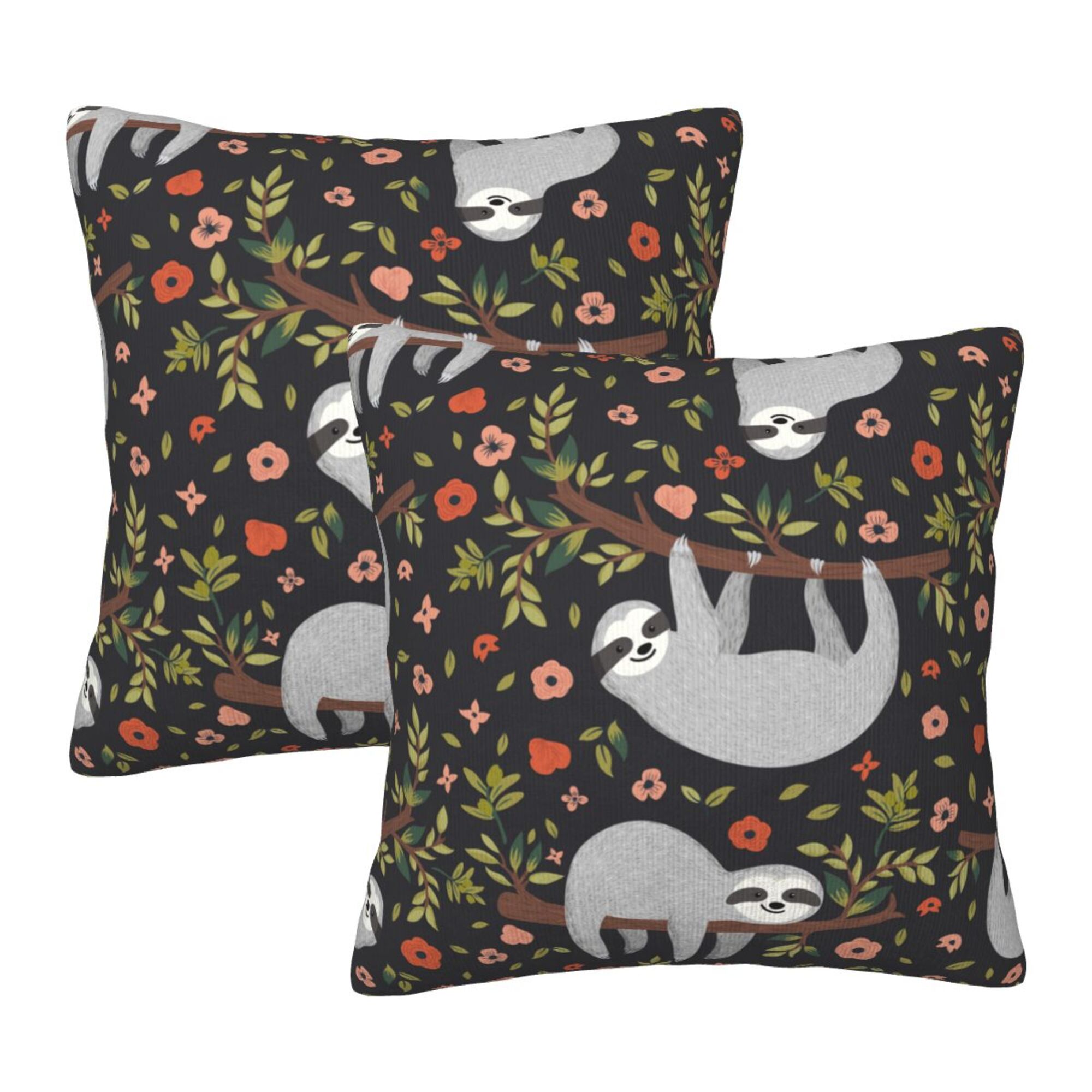 Home Throw Pillow Covers Cute Sloths Animal Square Thick Throw Pillow ...