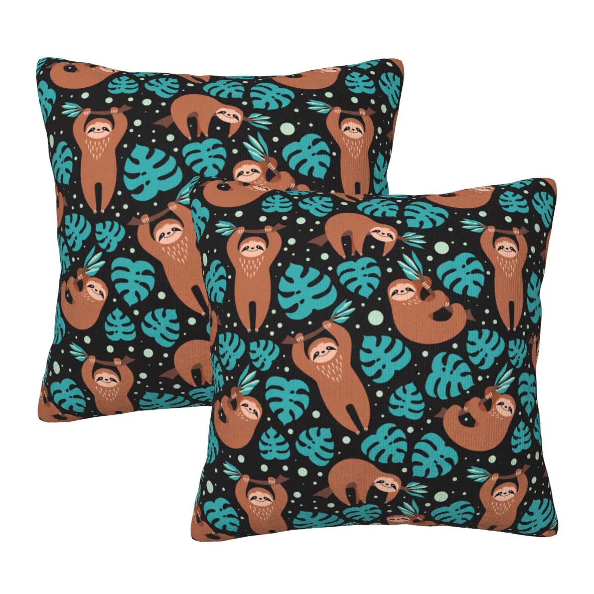 Home Throw Pillow Covers Cute Sloths Animal Square Thick Throw Pillow ...