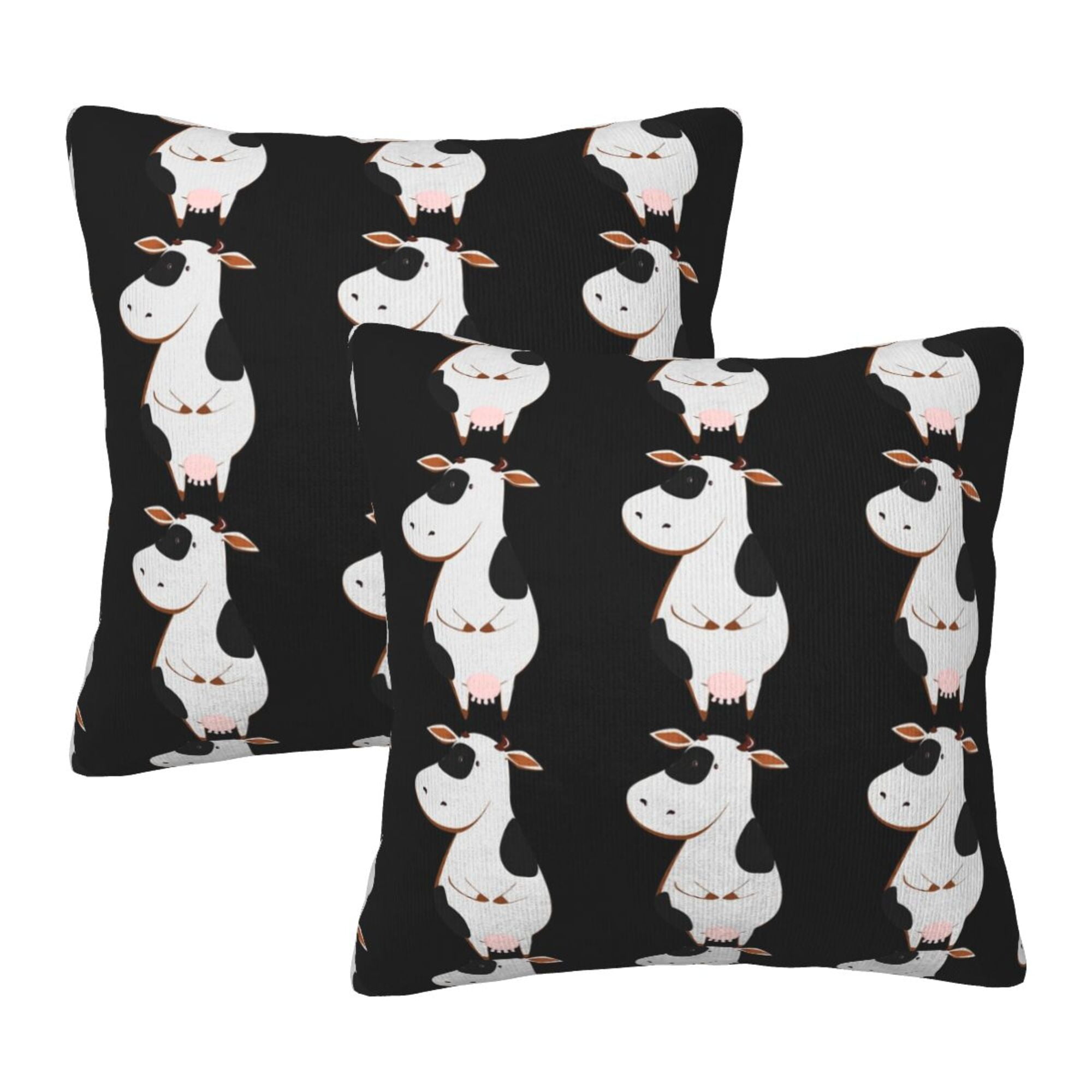 Home Throw Pillow Covers Cute White Cow with Black Spots Funny Vintage ...