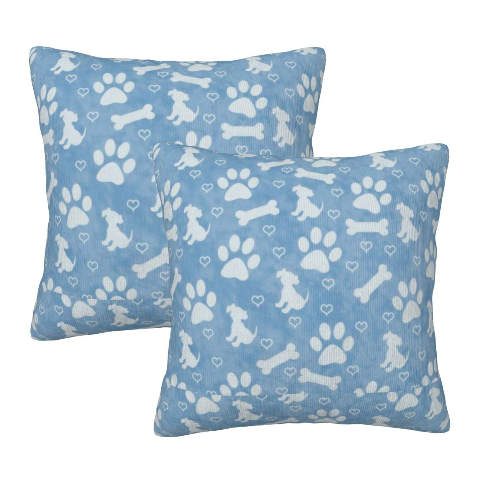 Home Throw Pillow Covers Dog Paw Print Puppy Bone Square Thick Throw ...