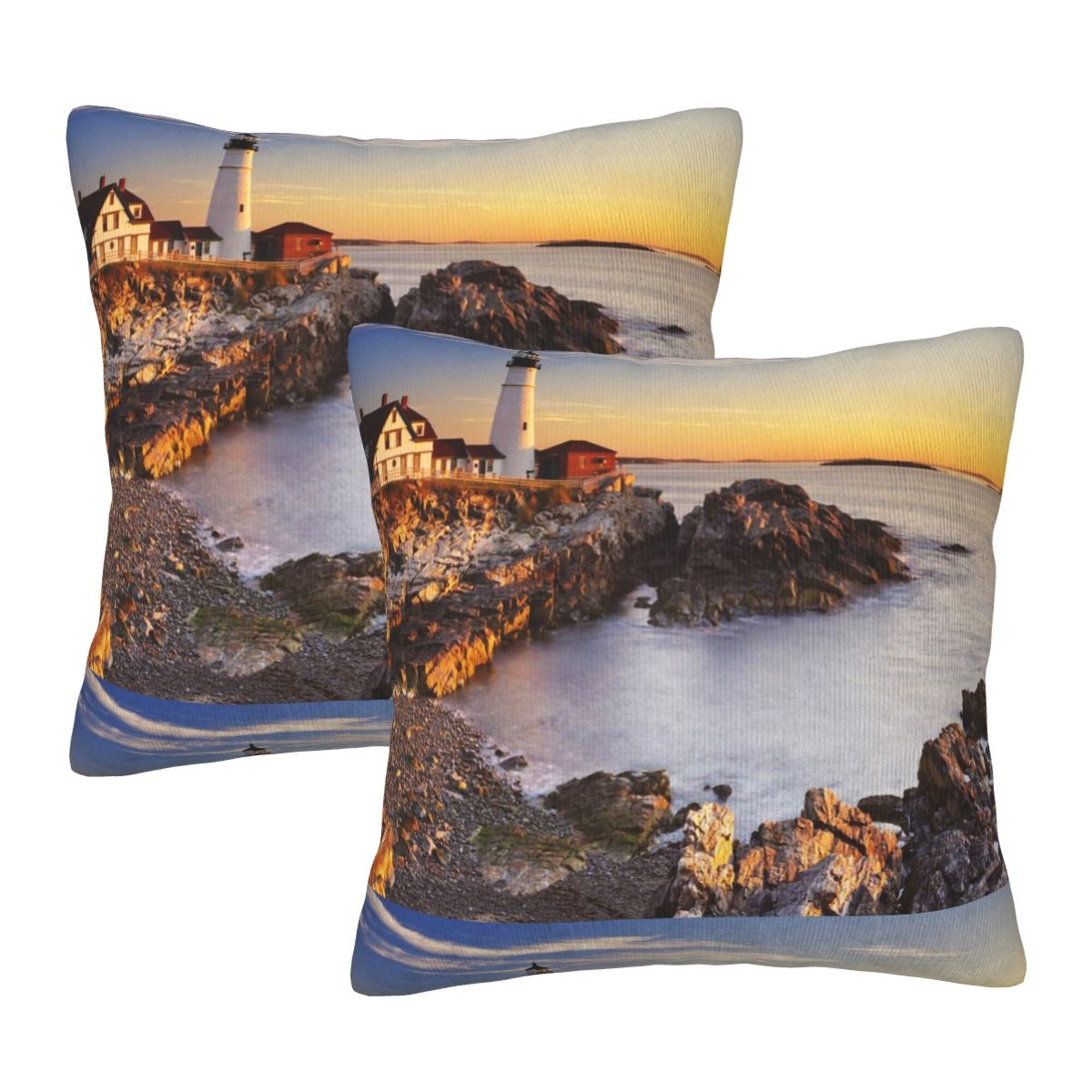 Home Throw Pillow Covers Elizabeth Maine River Portland Lighthouse ...