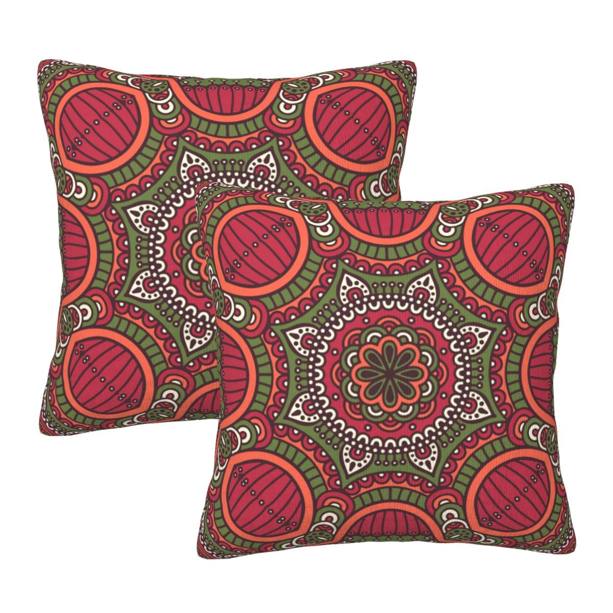 Home Throw Pillow Covers Ethnic floral seamless pattern Square Thick ...