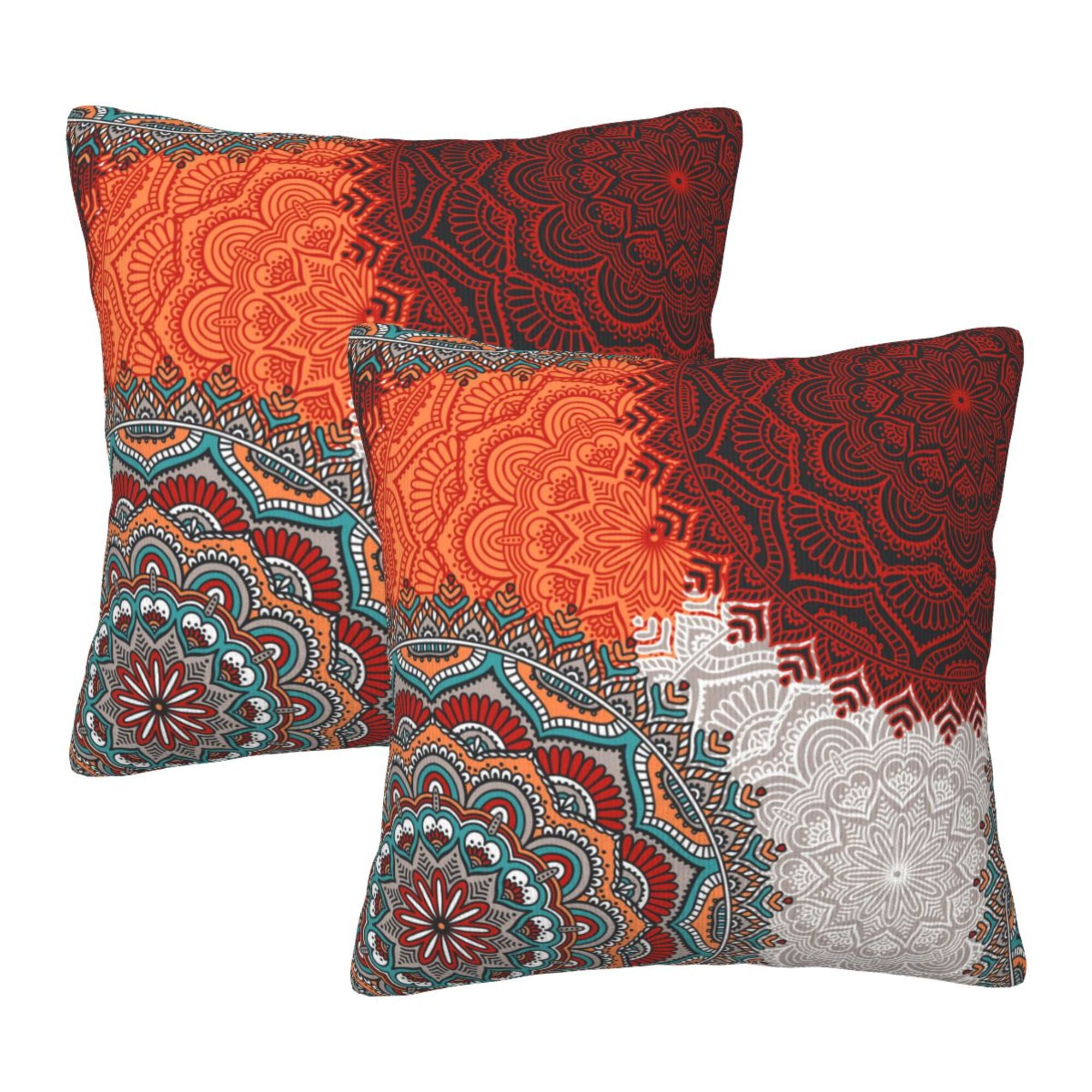 Home Throw Pillow Covers Ethnic floral seamless pattern Square Thick ...