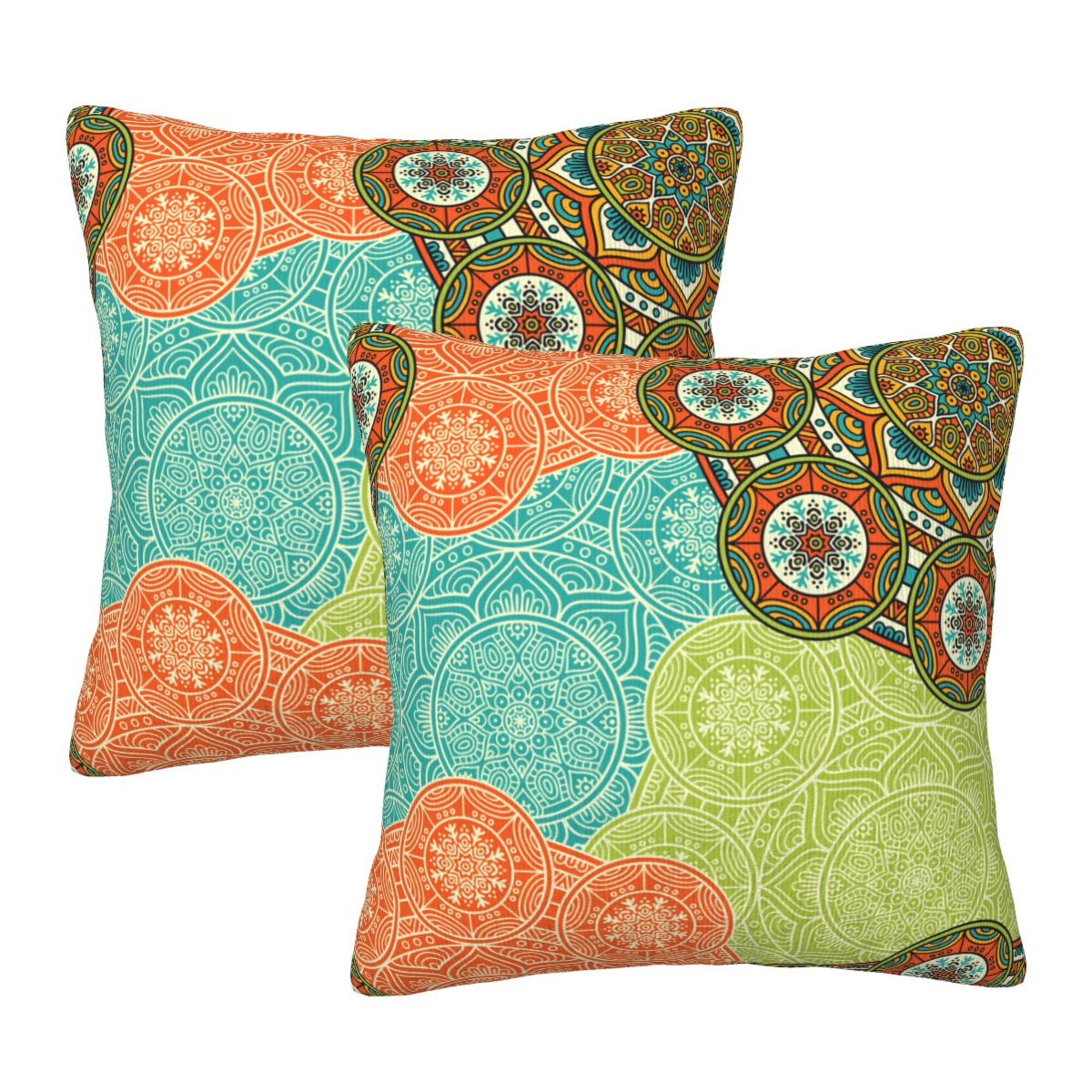 Home Throw Pillow Covers Ethnic floral seamless pattern Square Thick ...