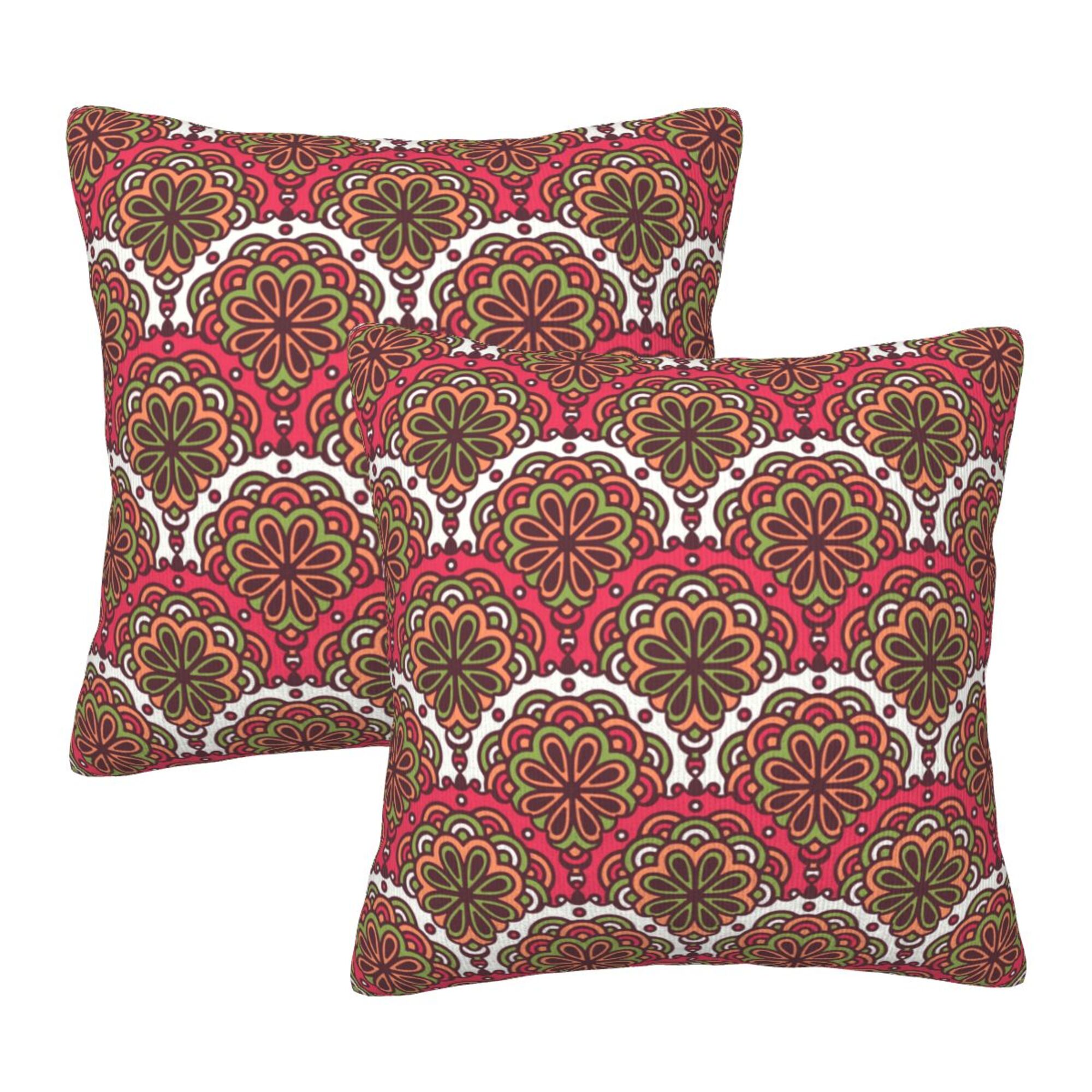 Home Throw Pillow Covers Ethnic floral seamless pattern Square Thick ...