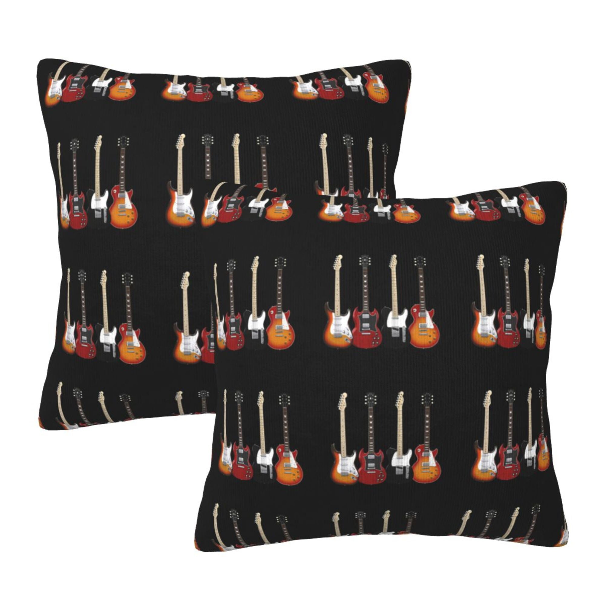 Home Throw Pillow Covers Four Electric Guitars Square Thick Throw ...