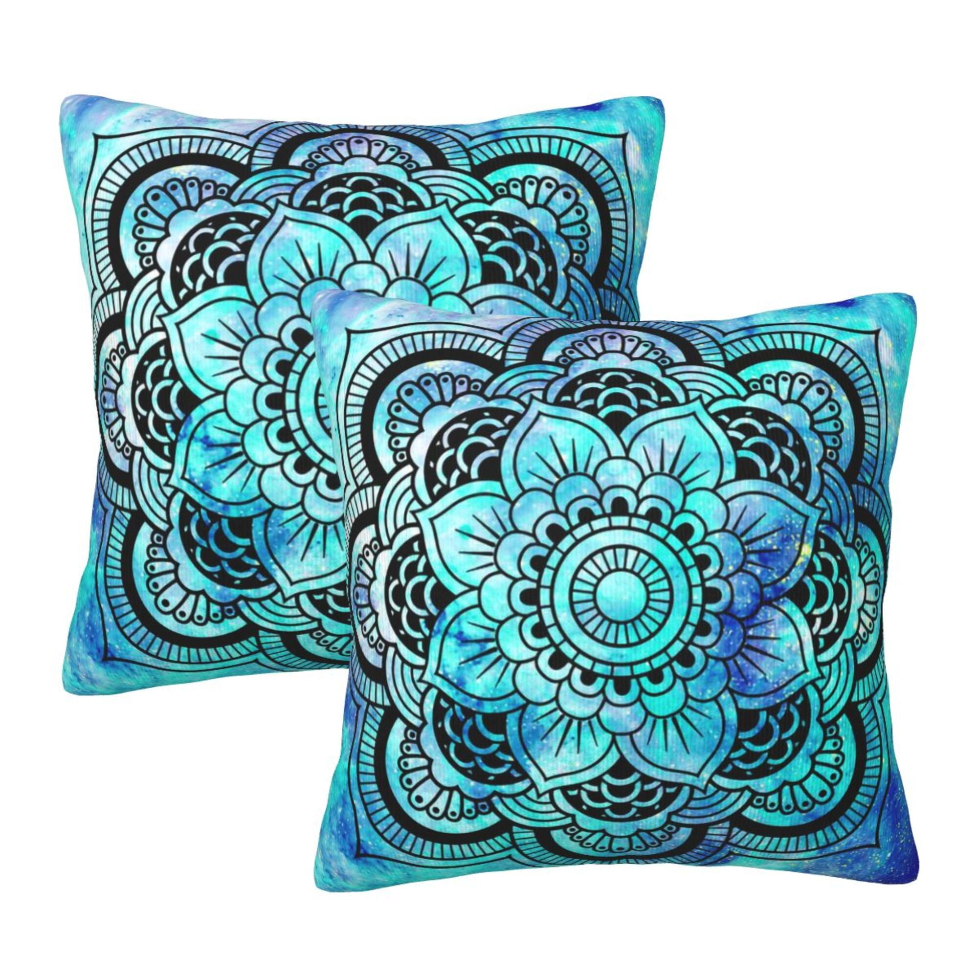 Home Throw Pillow Covers Galaxy, Indian mandala, peacock Square Thick ...