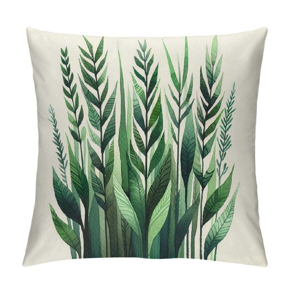 Home Throw Pillow Covers Green Tropical Plants Farmhouse Pillow Cases ...