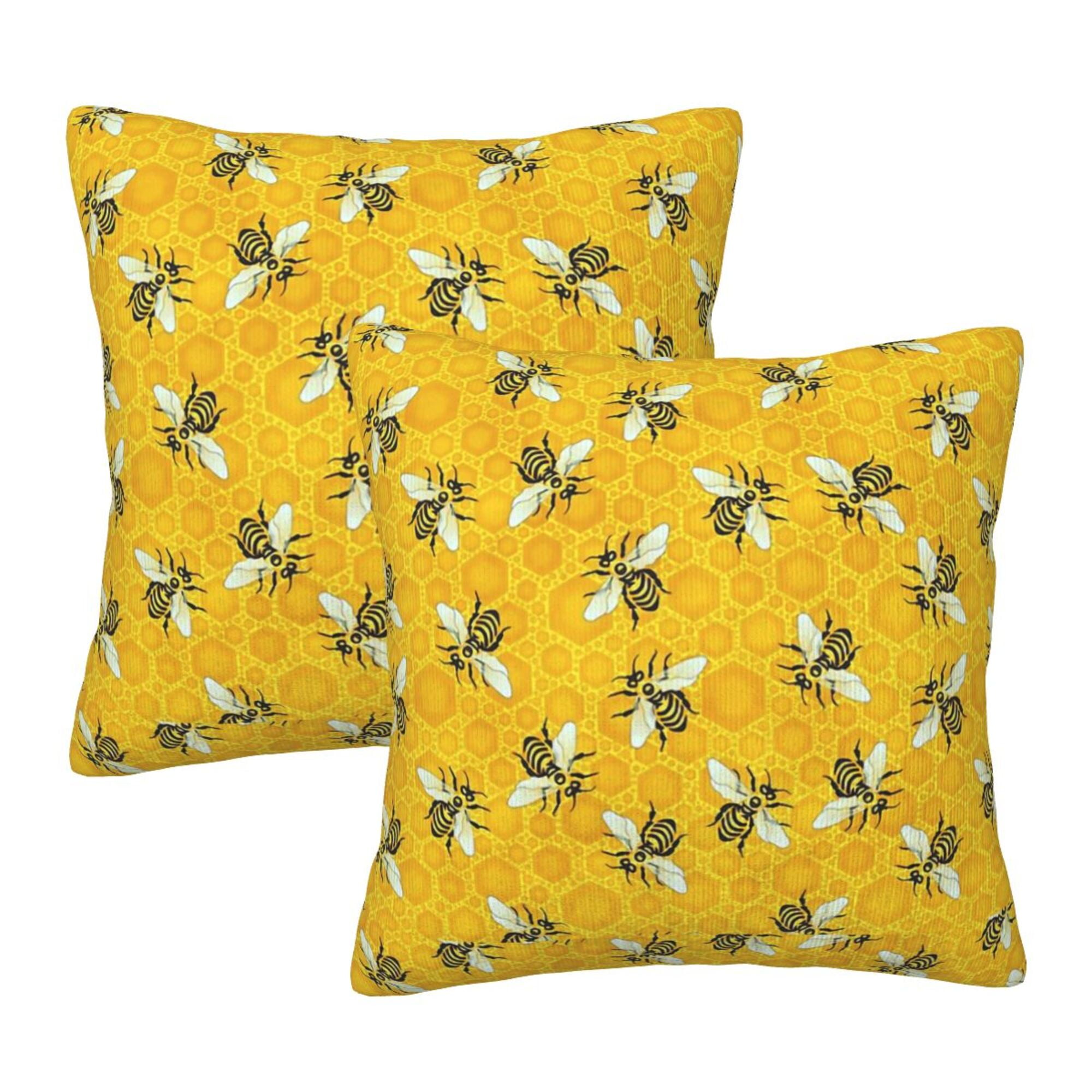 Home Throw Pillow Covers Honeybees Honeycomb Bee Apiary Square Thick ...
