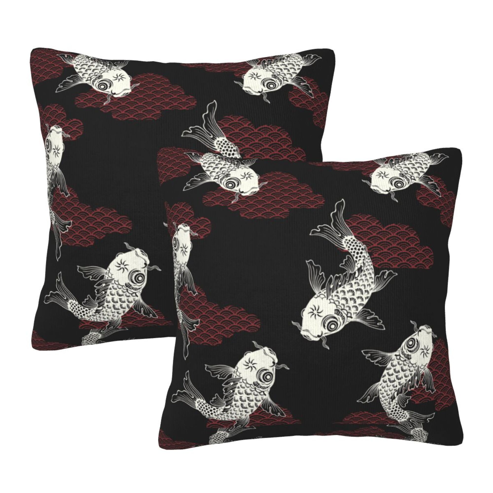 Home Throw Pillow Covers Japanese Style Carp Square Thick Throw Pillow ...
