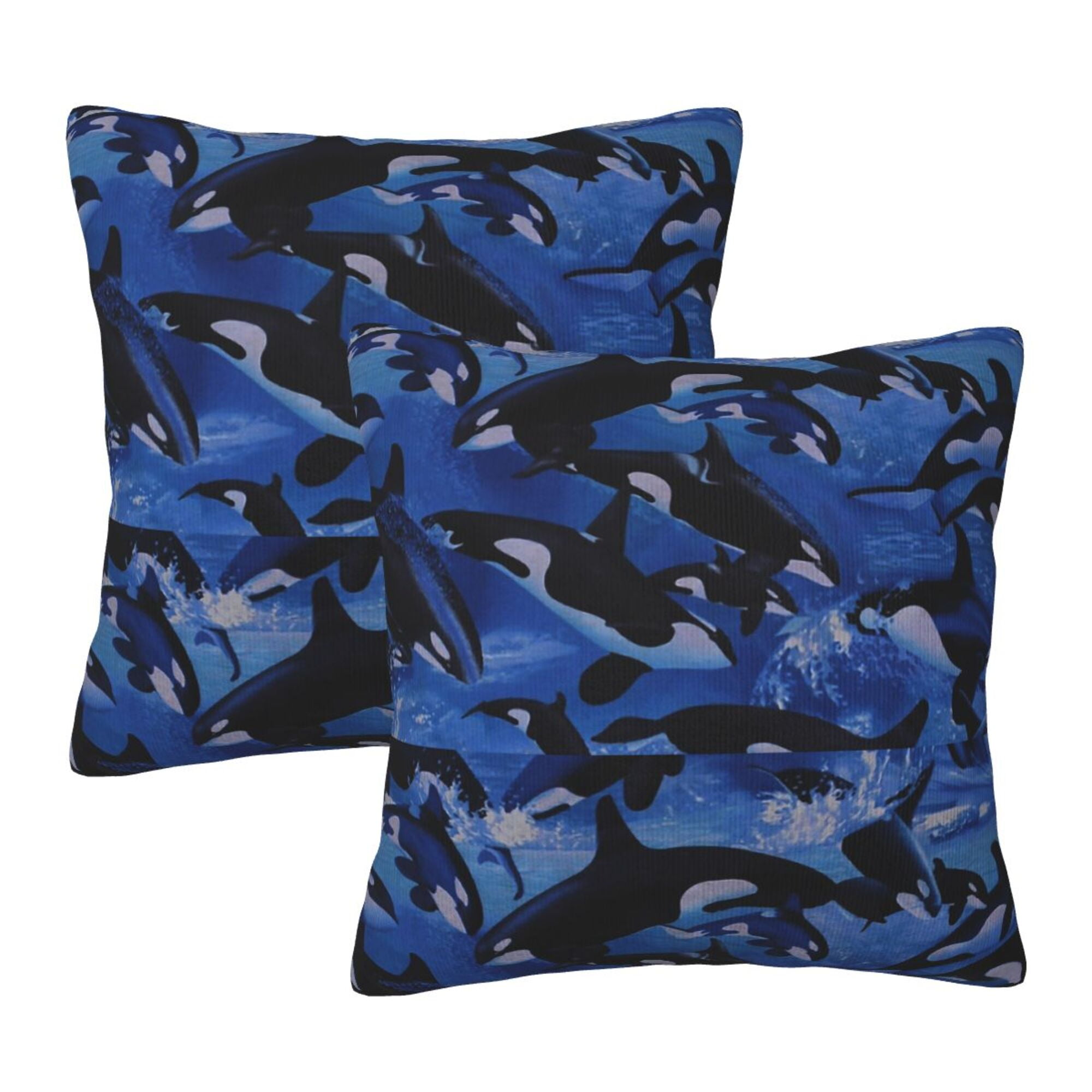 Home Throw Pillow Covers Killer Whales Orcas Ocean Sea1 Square Thick ...