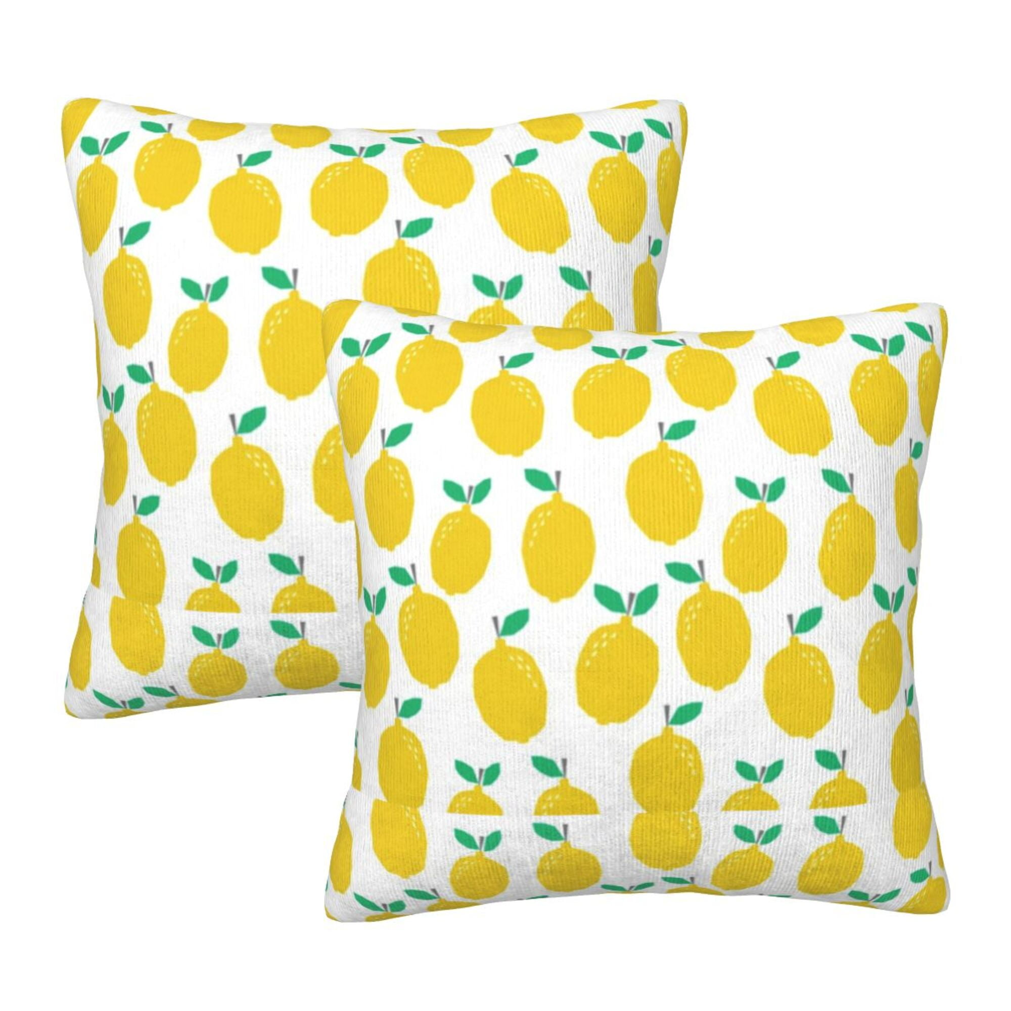 Home Throw Pillow Covers Lemon Fruit Yellow Tropical Citrus Square ...