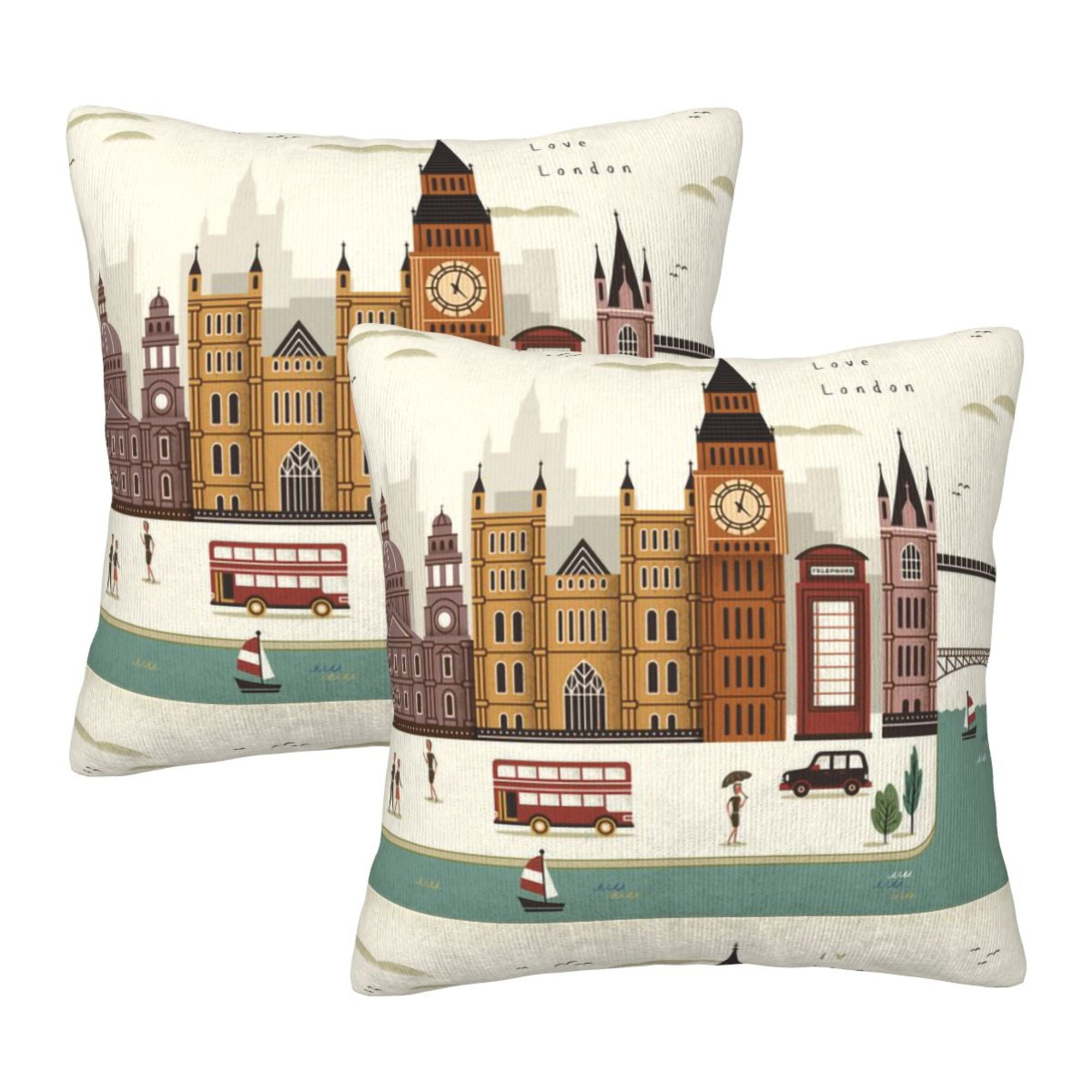 Home Throw Pillow Covers London Travel Scene Famous City England Big ...