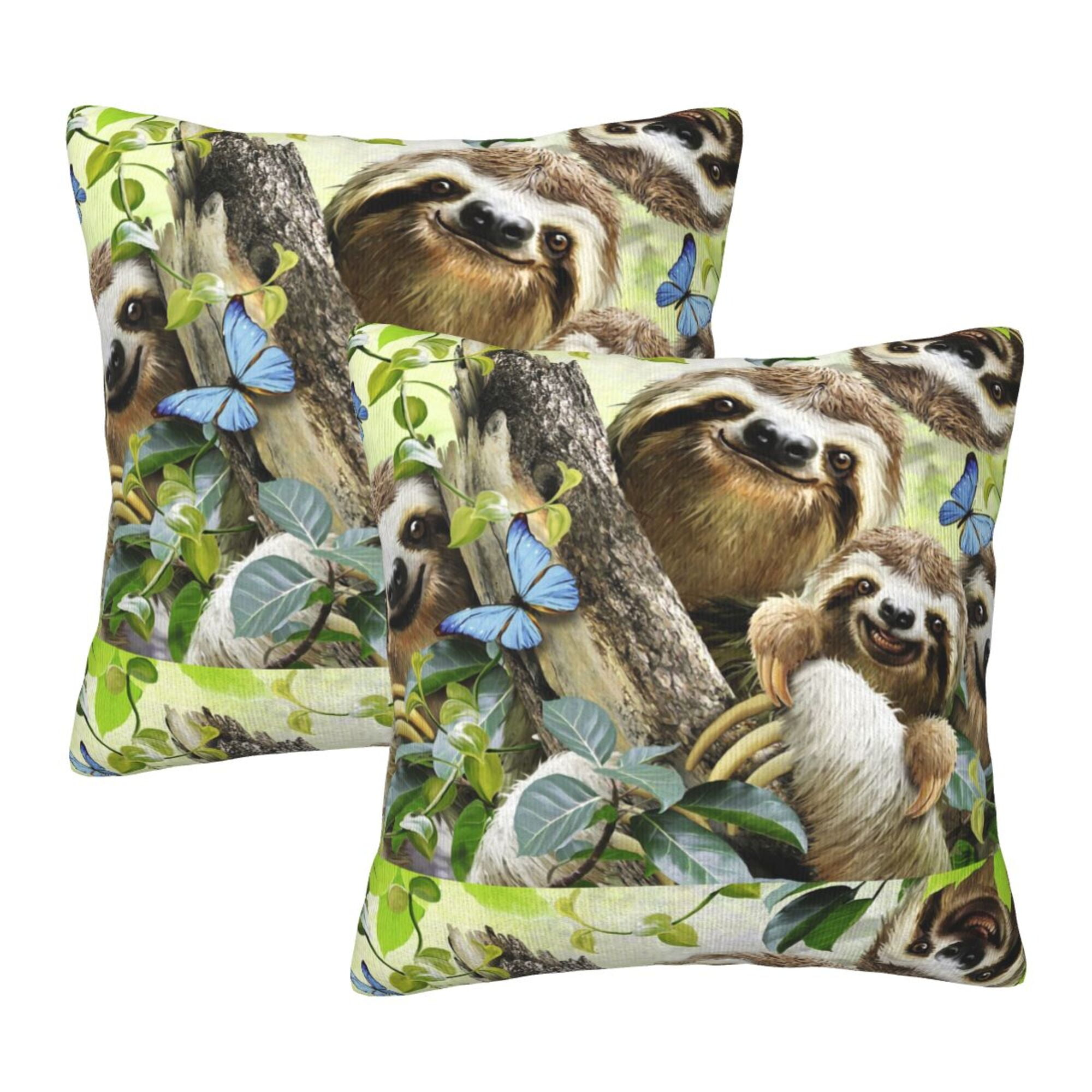 Home Throw Pillow Covers Lots of cute sloths Square Thick Throw Pillow ...