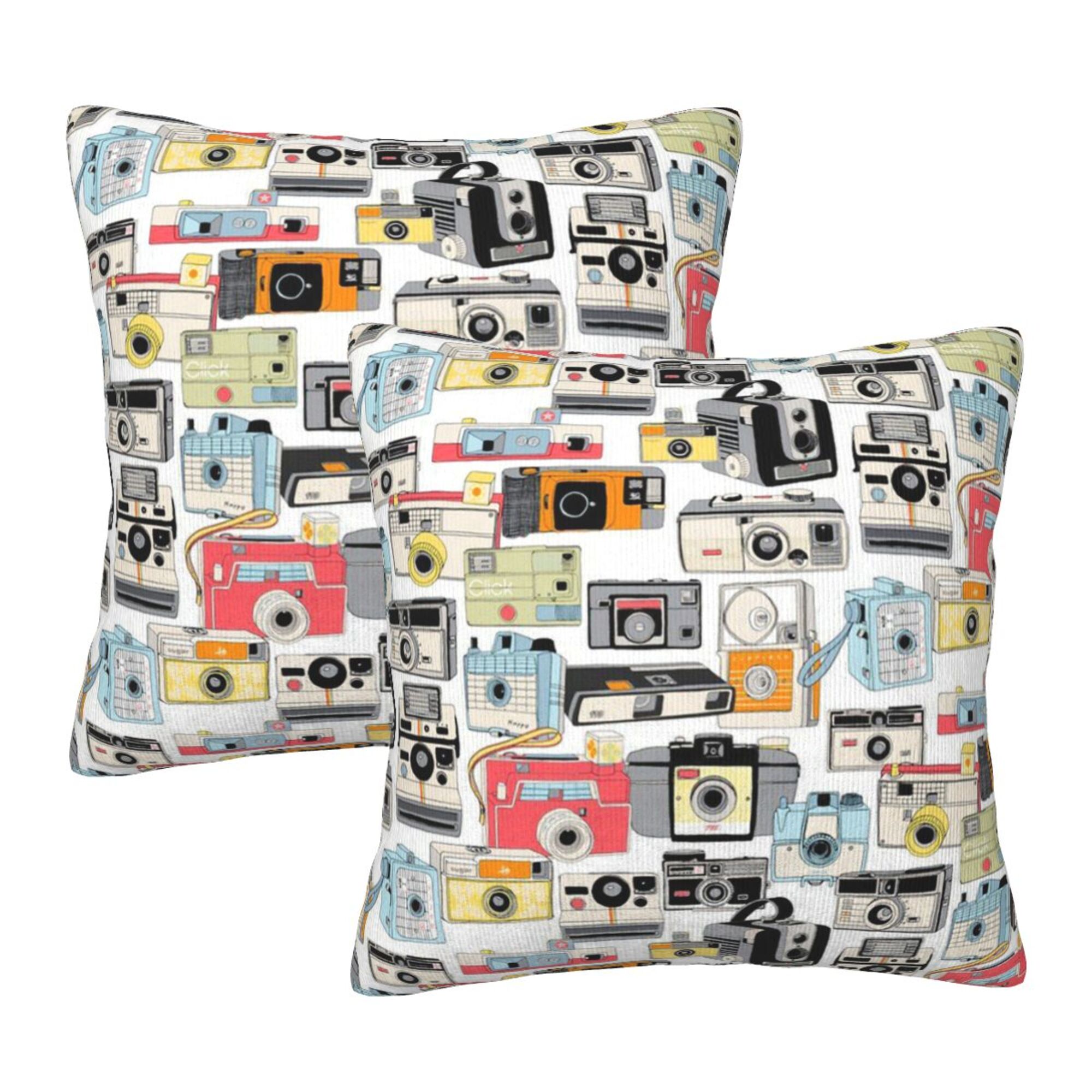 Home Throw Pillow Covers Make It Snappy! Vintage Camera Illustrations ...