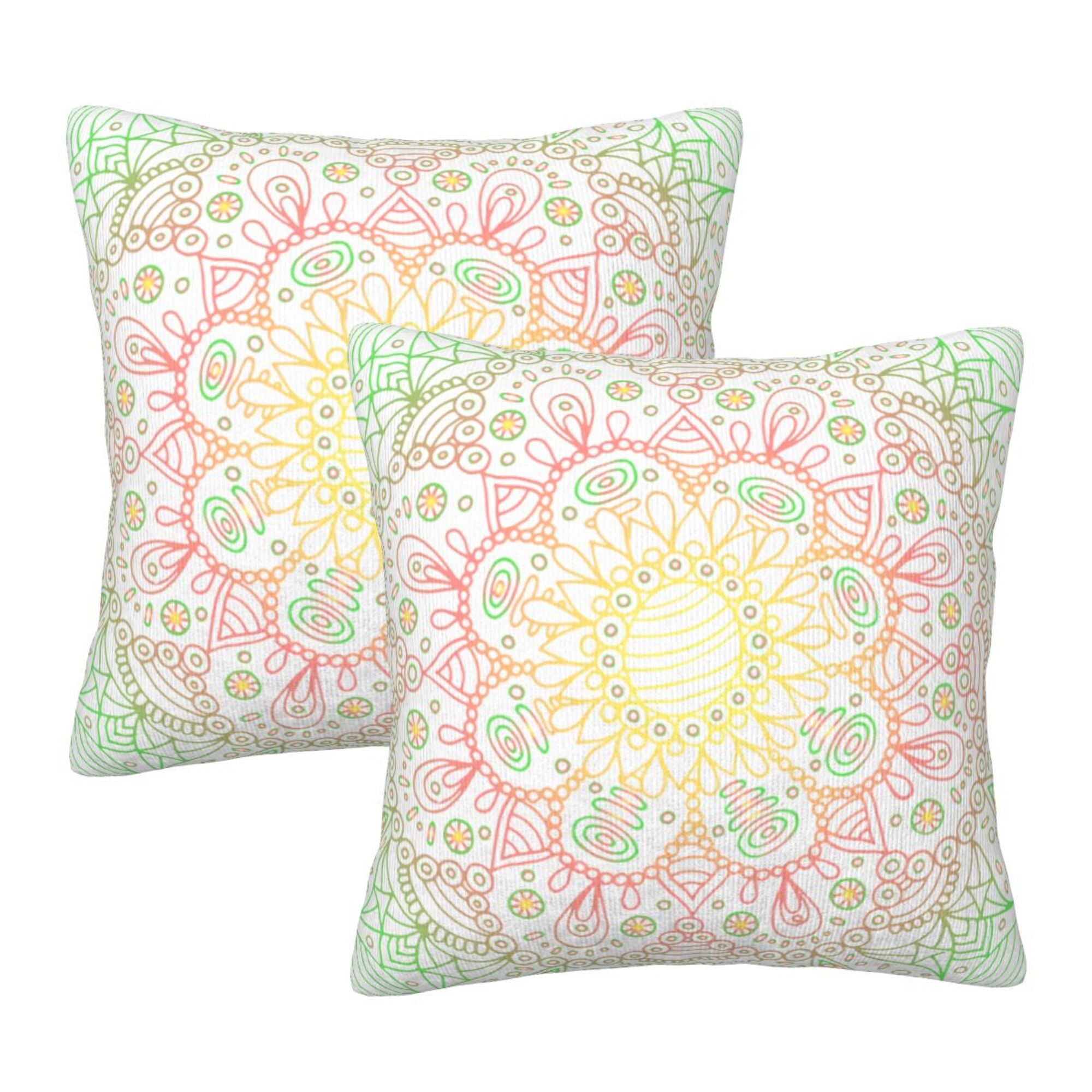 Home Throw Pillow Covers Mandala Pattern Square Thick Throw Pillow ...