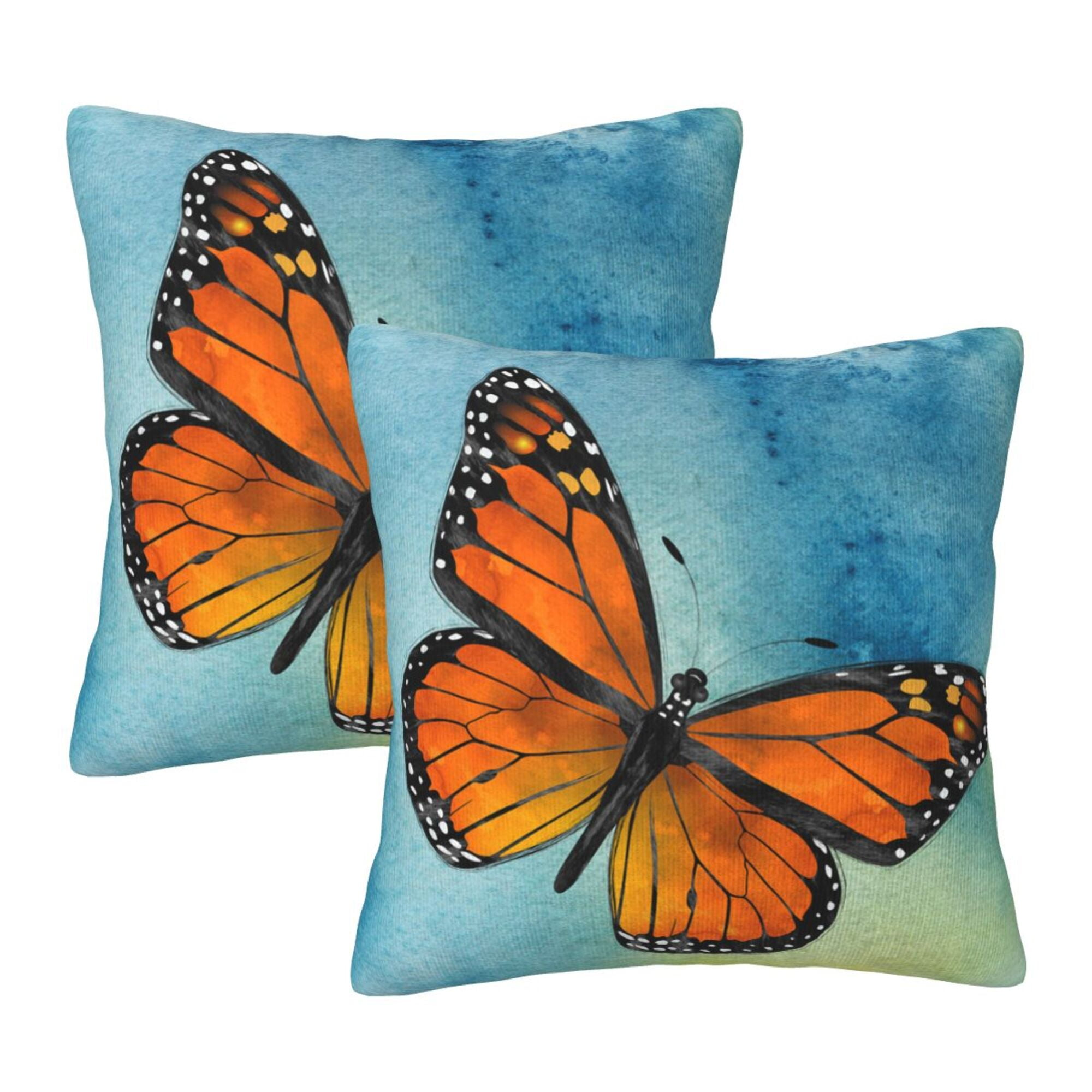 Home Throw Pillow Covers Monarch Butterfly Square Thick Throw Pillow ...