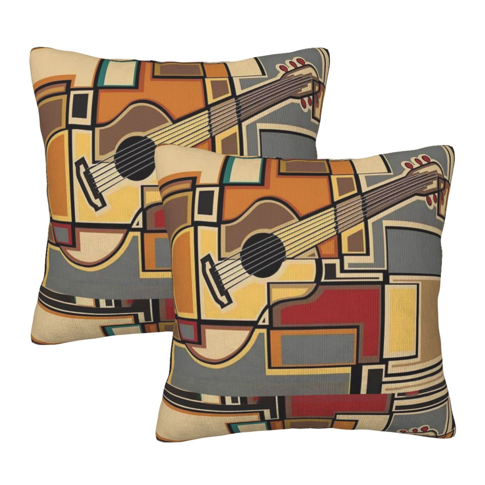 Home Throw Pillow Covers Music,Geometric Square Shaped Background With ...