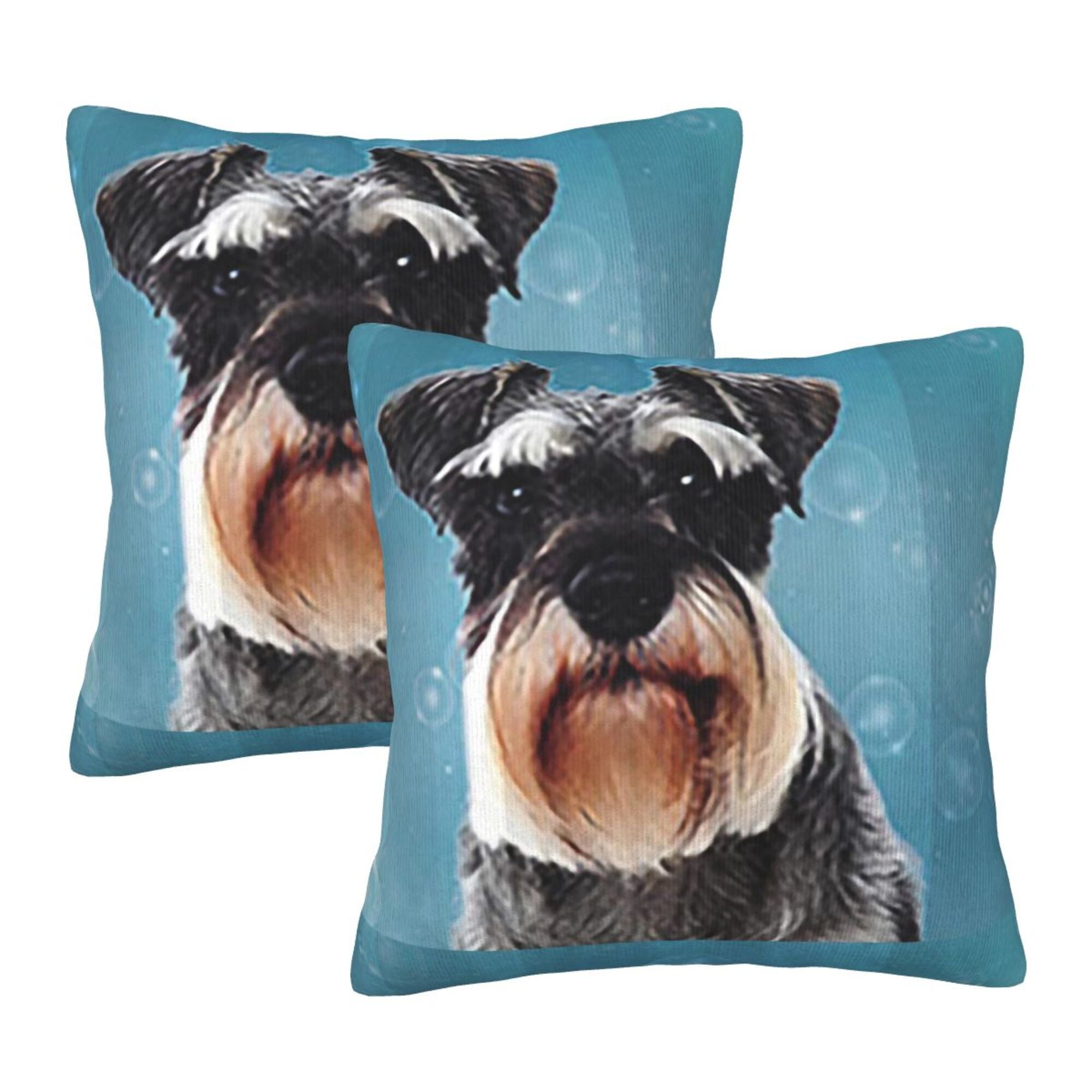 Home Throw Pillow Covers My Lovely Pet Schnauzer Dog With Bubble Square ...