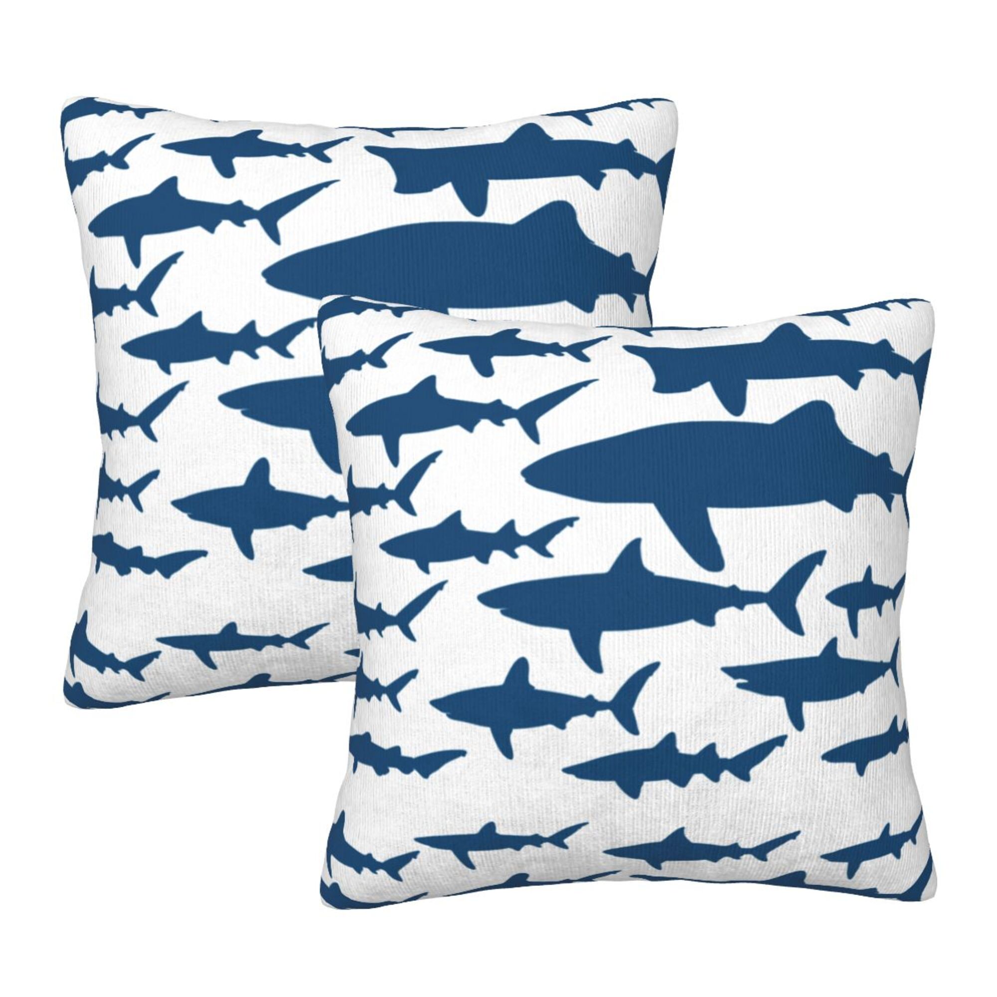 Home Throw Pillow Covers Ocean Shark Floral Sea Fish Square Thick Throw ...
