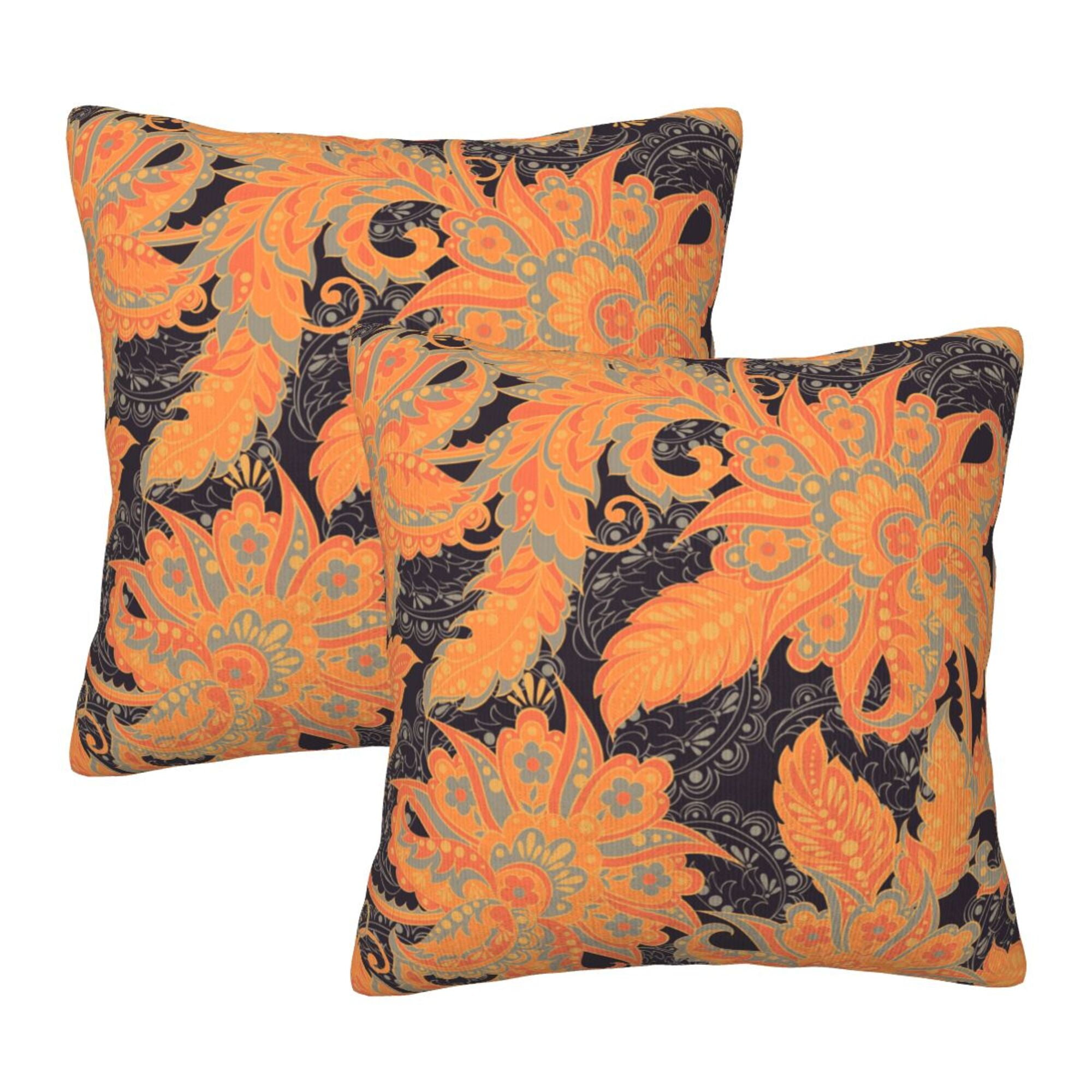Home Throw Pillow Covers Orange big flower color pattern shading Square ...