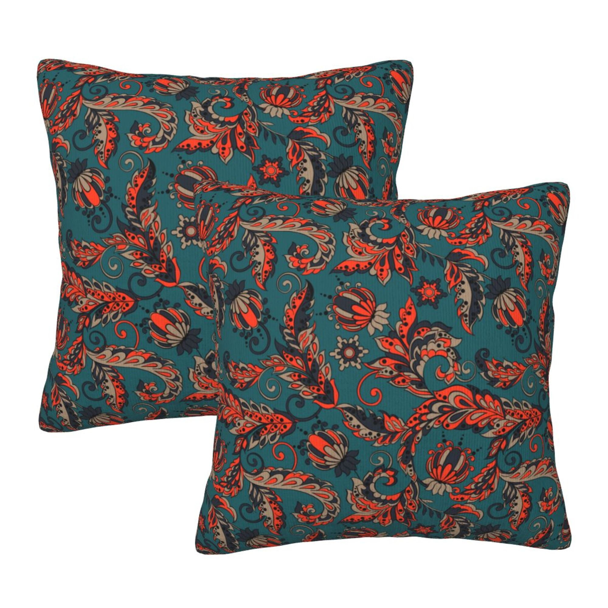 Home Throw Pillow Covers Orange pattern shading on vintage blue ...