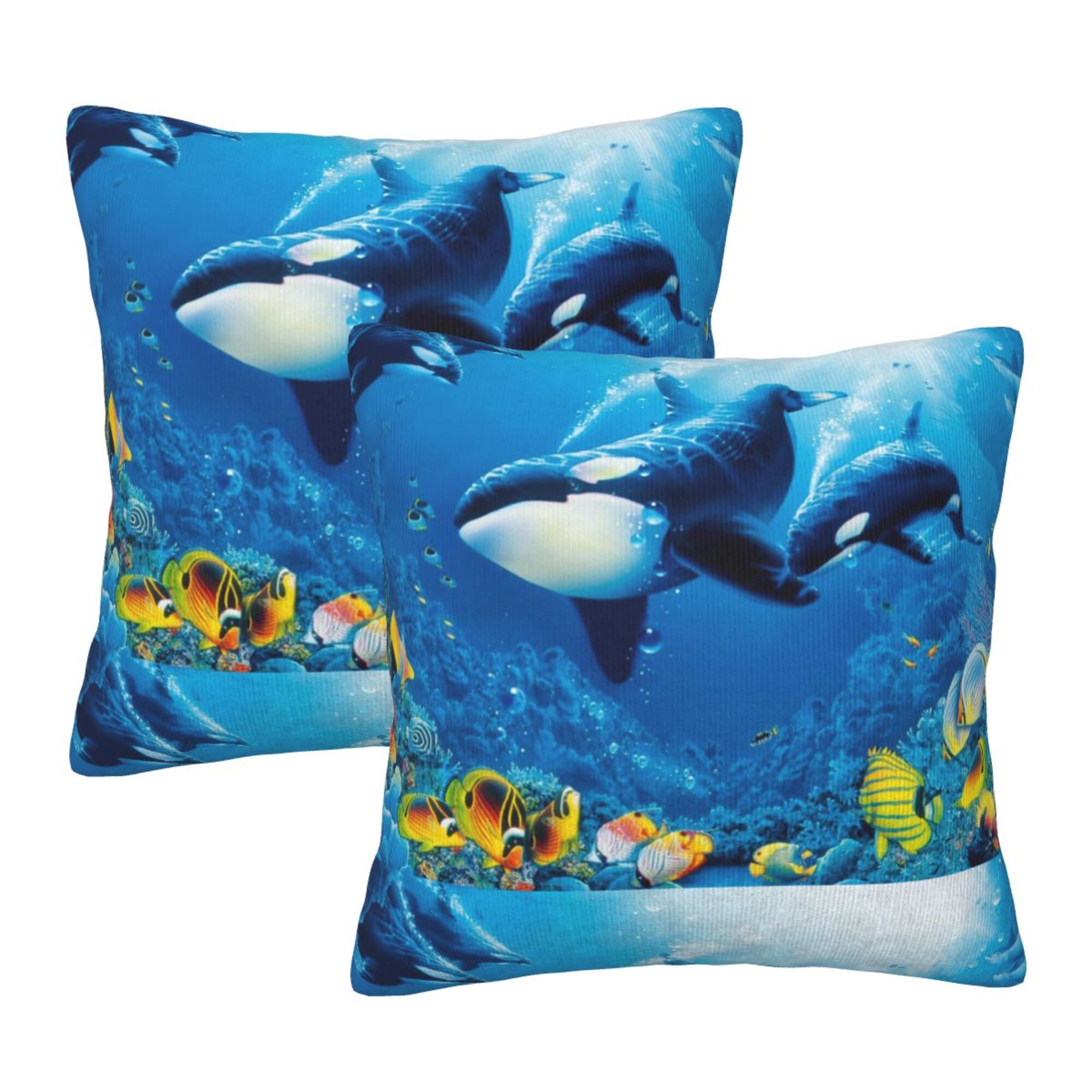 Home Throw Pillow Covers Orcas Ocean Sea Animals Square Thick Throw ...