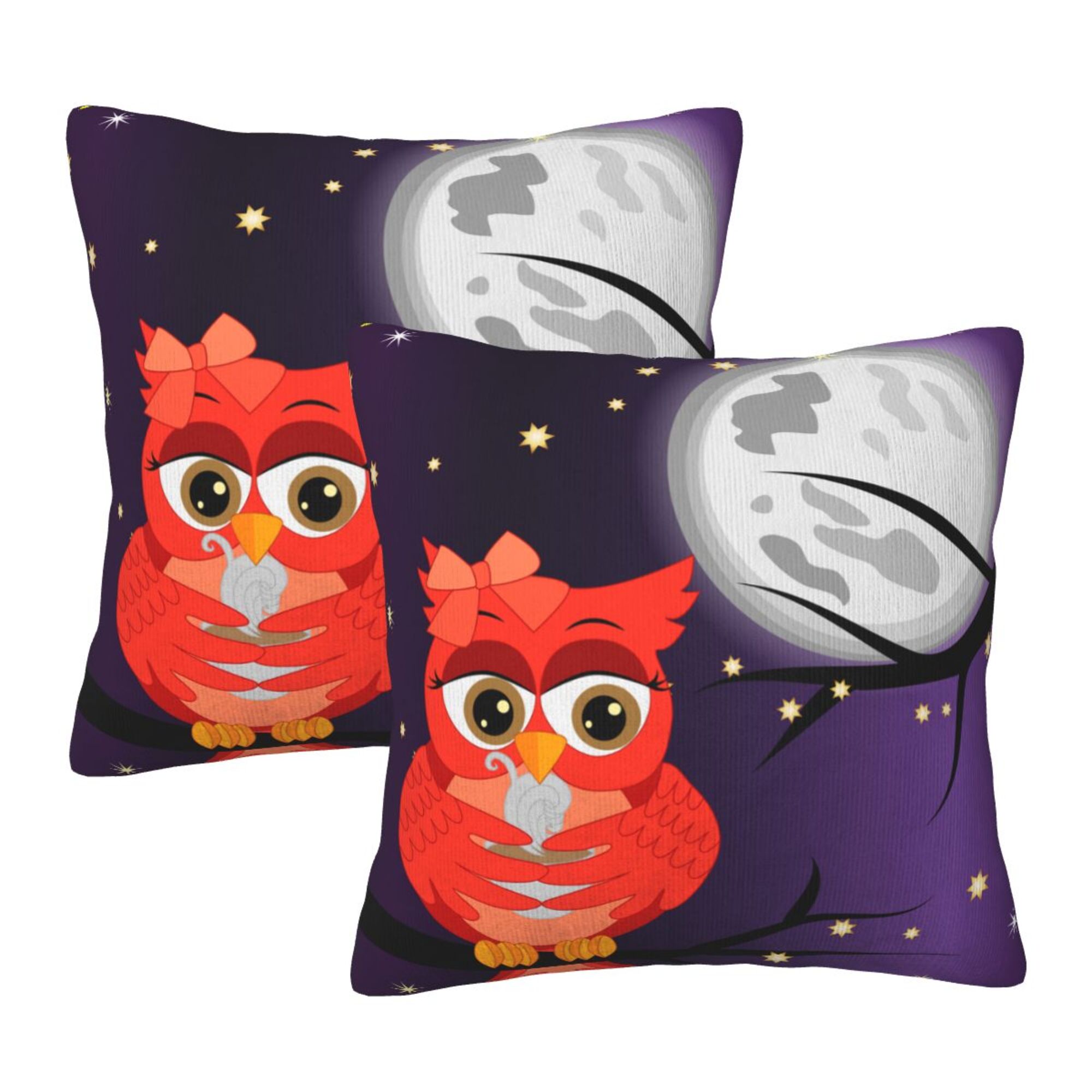 Home Throw Pillow Covers Owls and Clouds Vector Illustration Square ...