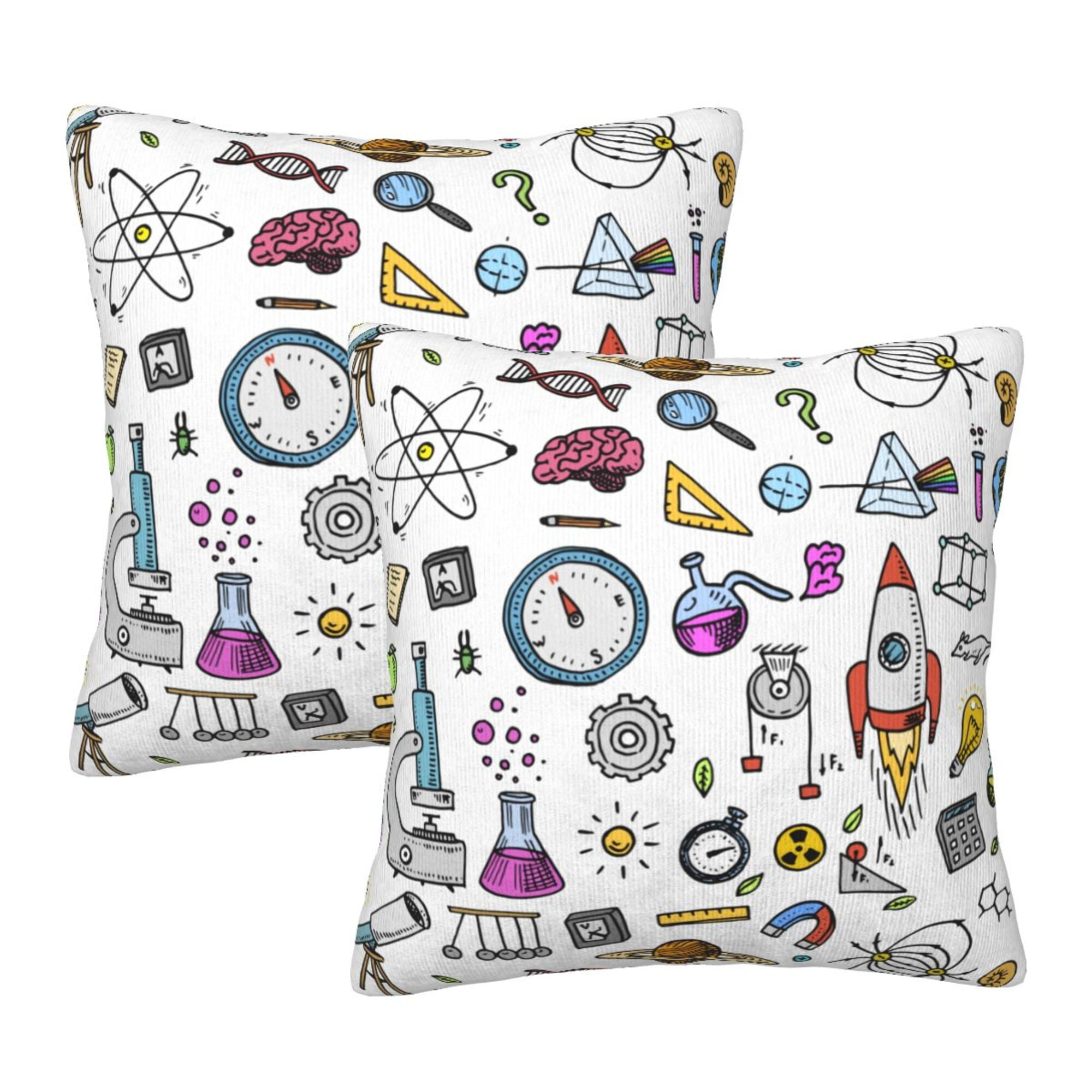 Home Throw Pillow Covers Physics And Mathematics Chemistry And Biology Square Thick Throw Pillow ...