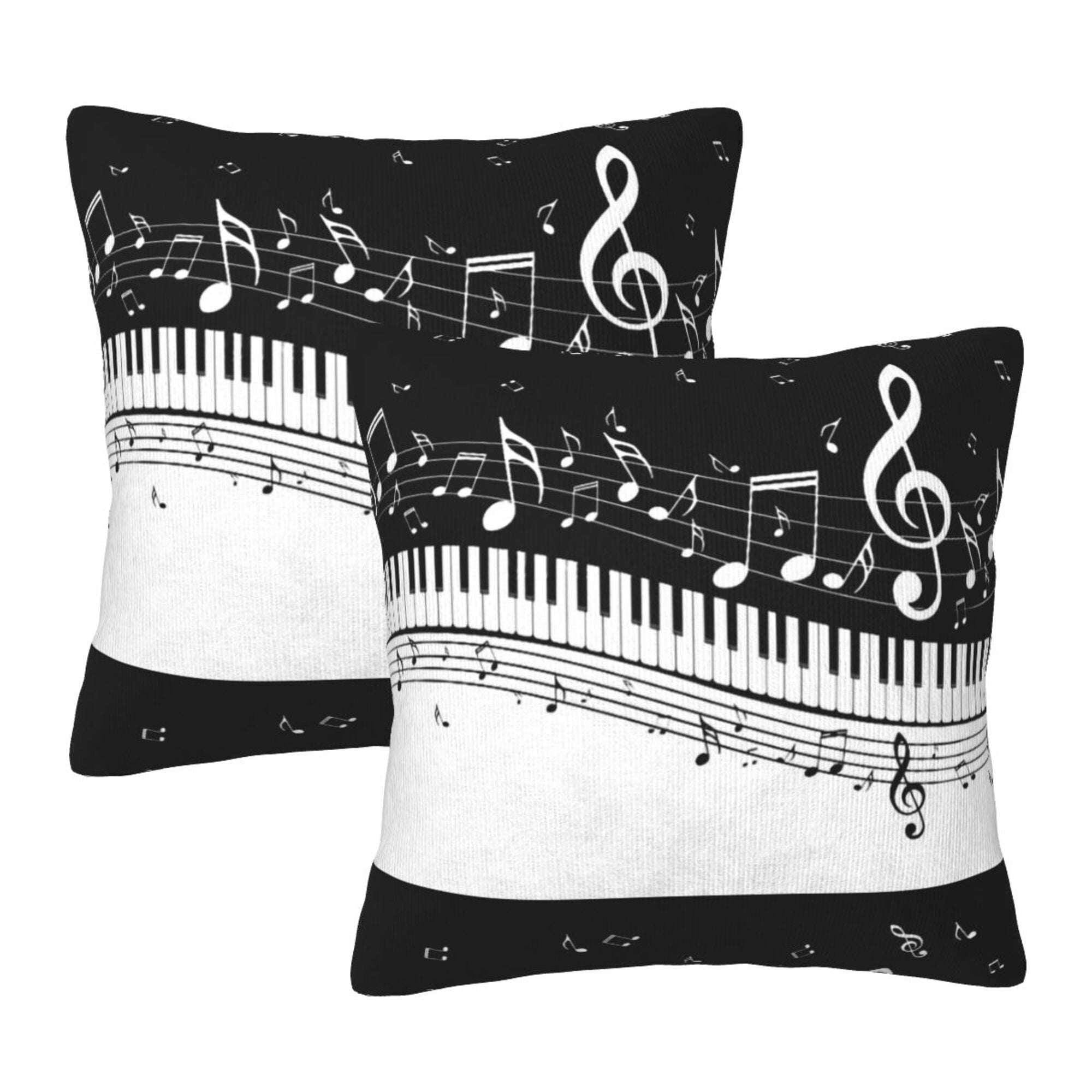 Home Throw Pillow Covers Piano Keys With Musical Notes Square Thick ...