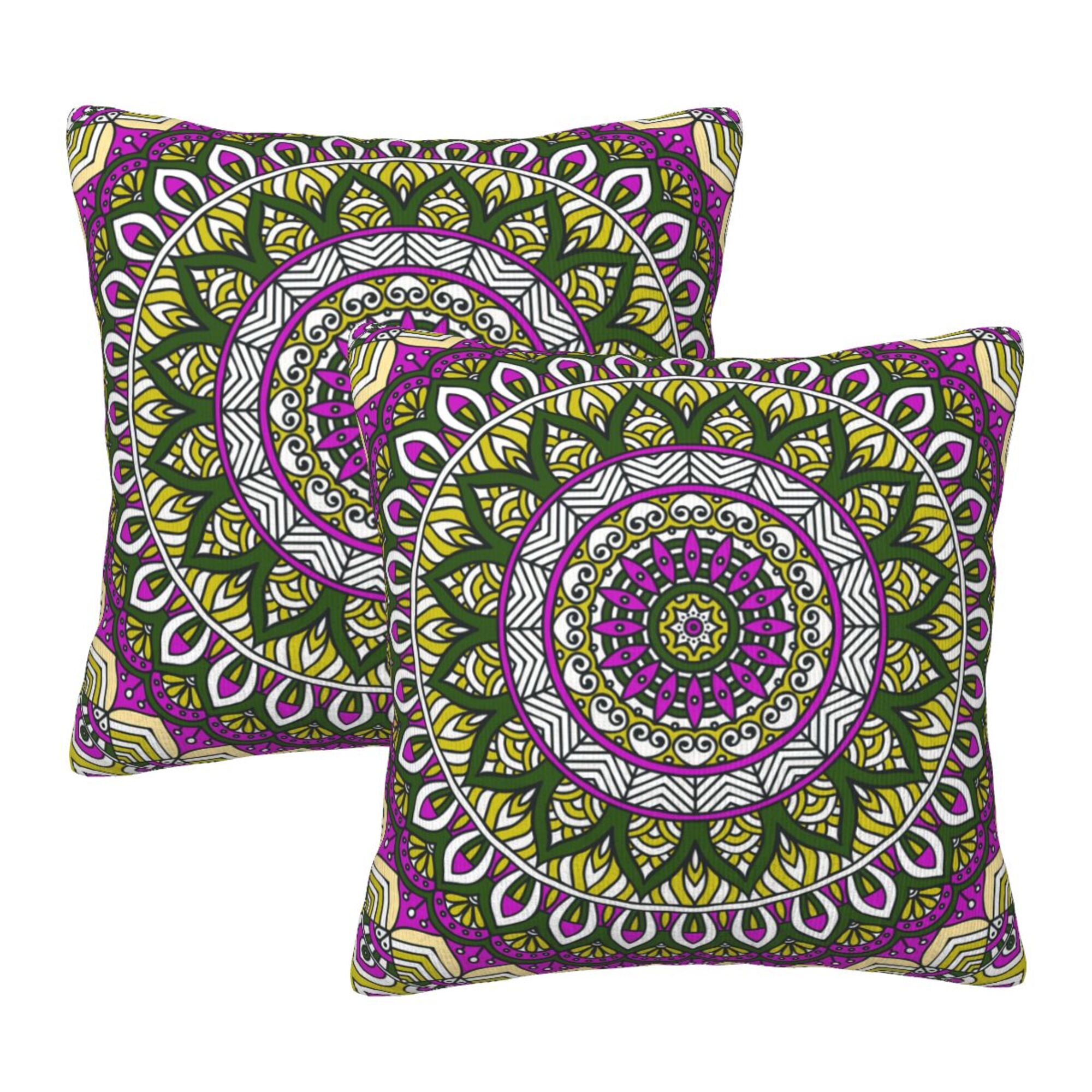 Home Throw Pillow Covers Pink and Yellow Mandala Seamless Pattern ...