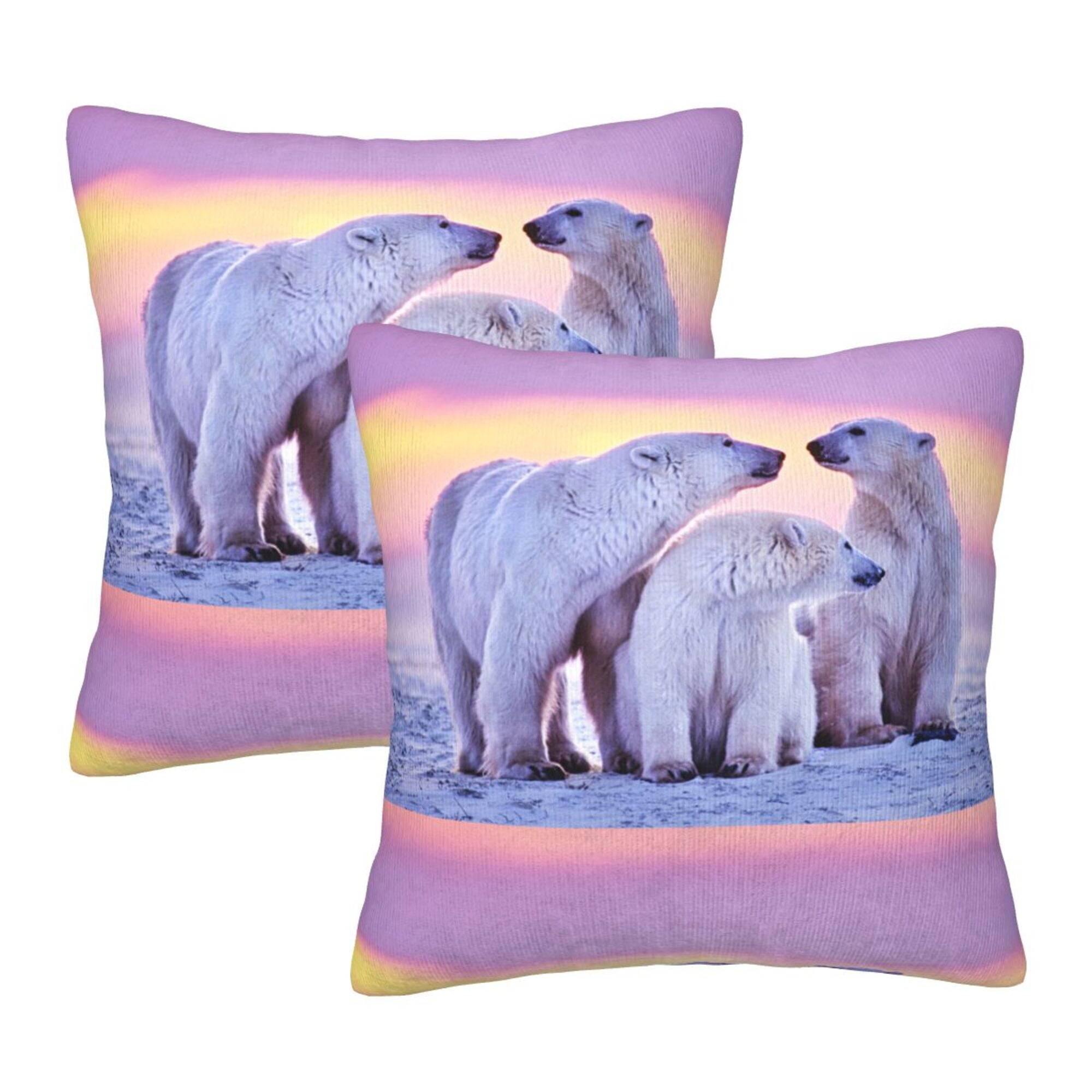 Home Throw Pillow Covers Polar Bear Square Thick Throw Pillow Covers ...
