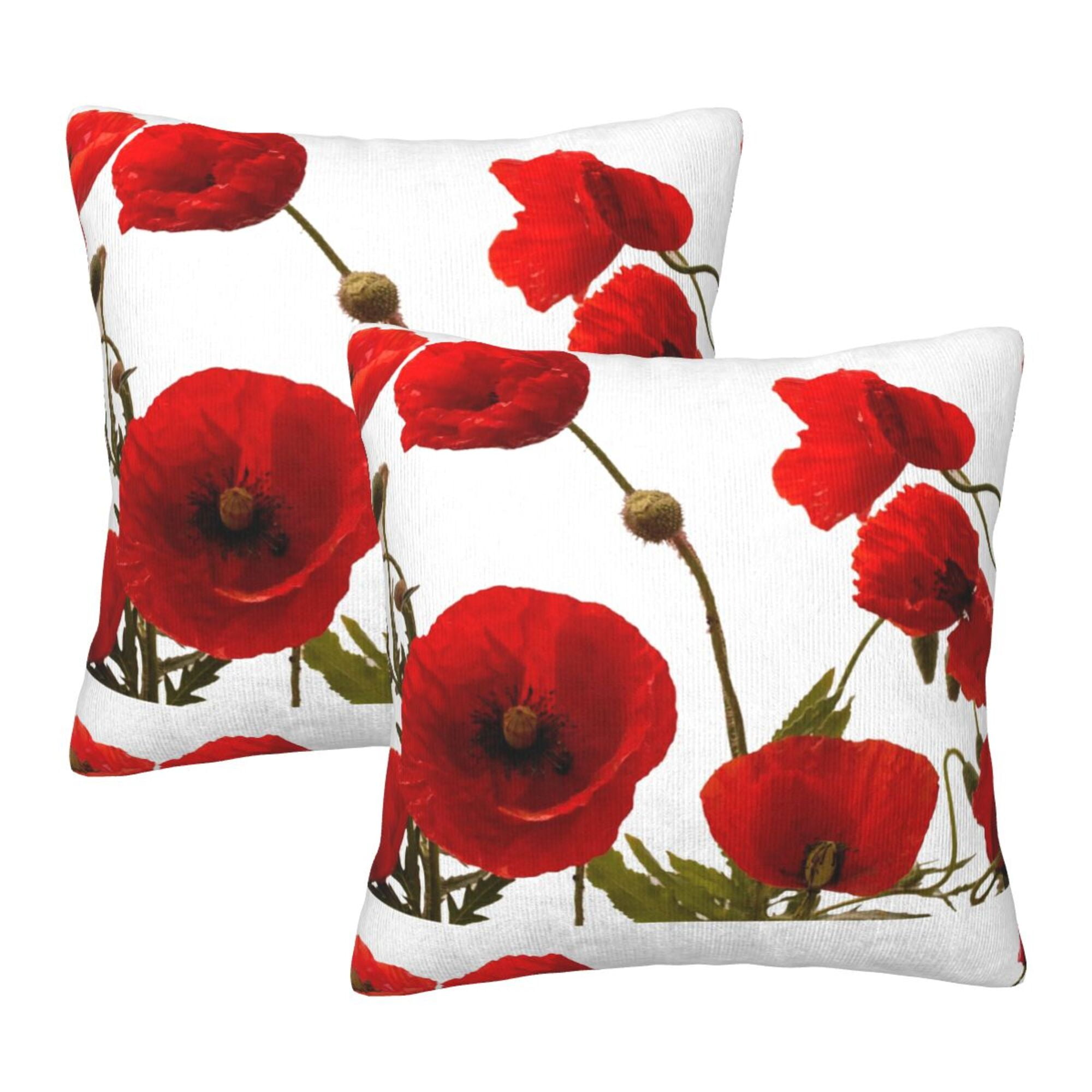 Home Throw Pillow Covers Red Poppy Flowers Choose Background Color ...