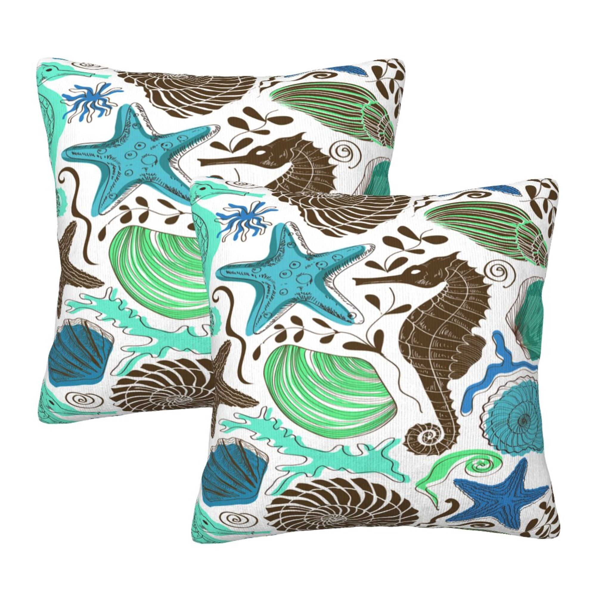 Home Throw Pillow Covers Resist seamless pattern of sea animals Square ...