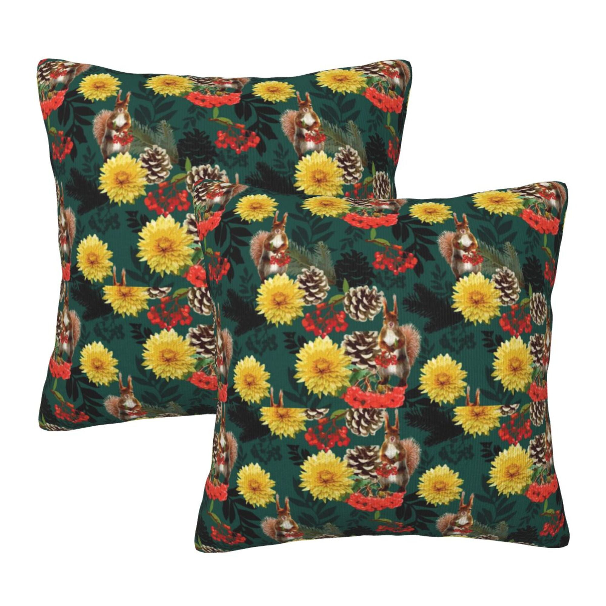 Home Throw Pillow Covers Squirrel Pine Cone Square Thick Throw Pillow Covers Fine Textured Couch ...