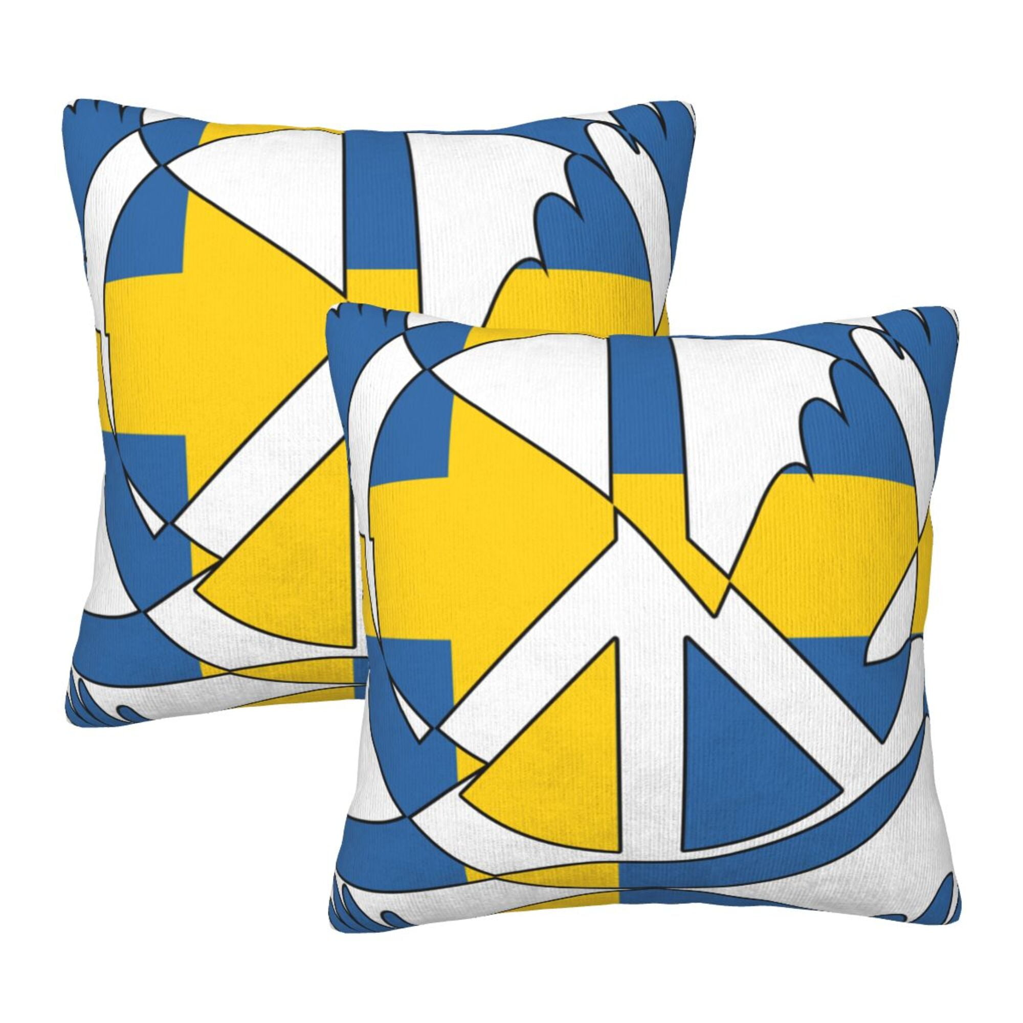 Home Throw Pillow Covers Swedish Flag Peace Sign Symbol Square Thick ...