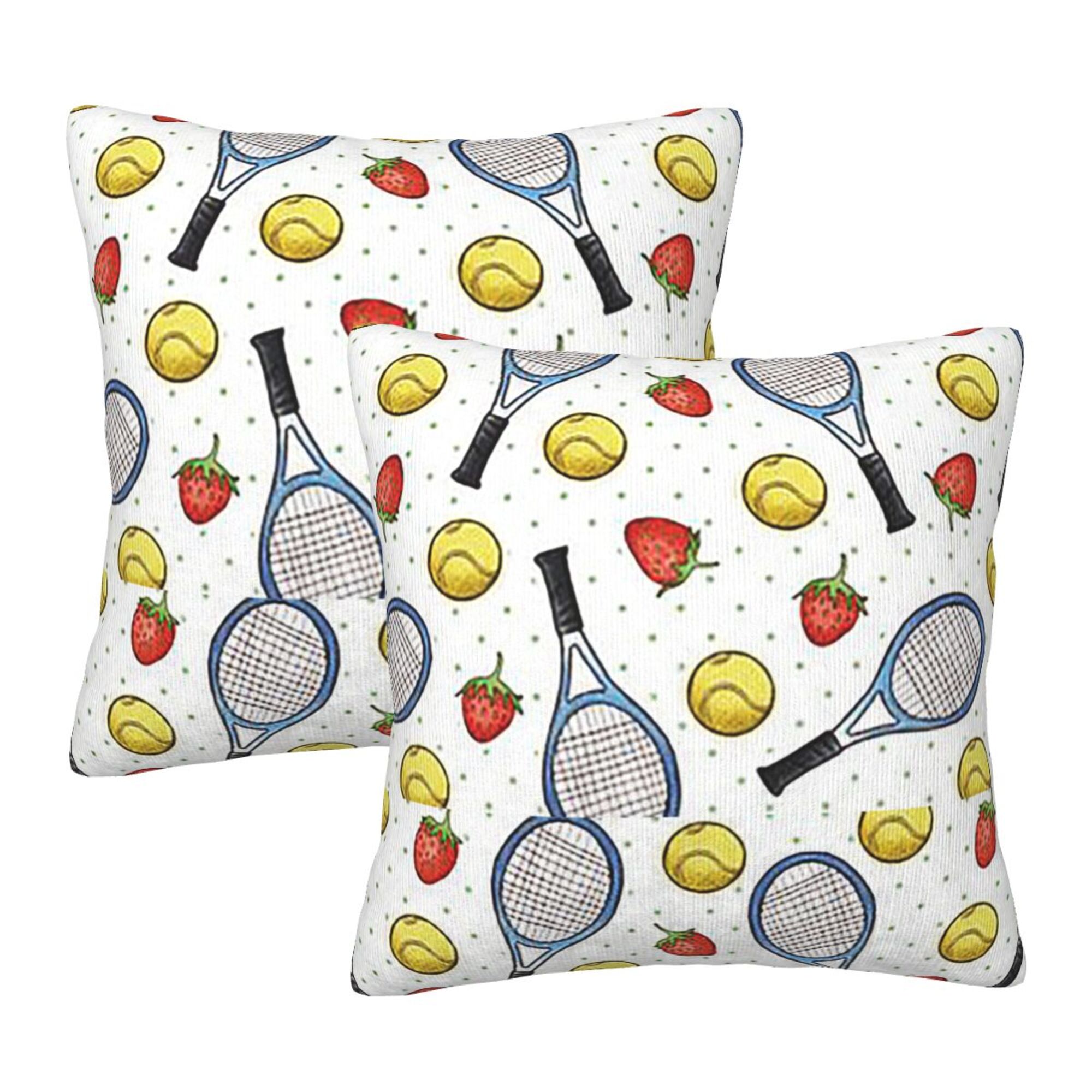 Home Throw Pillow Covers Tennis And Strawberries Square Thick Throw ...
