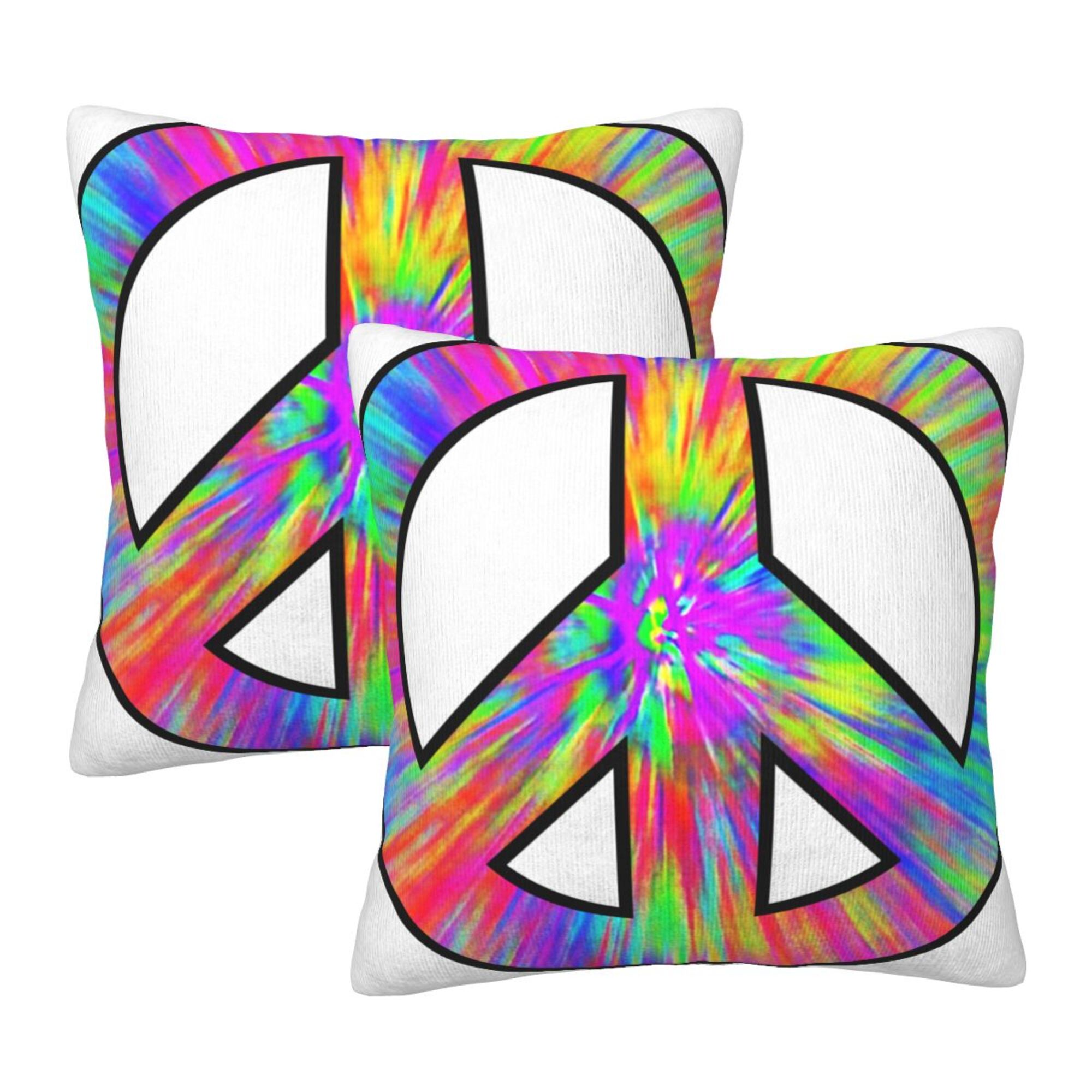 Home Throw Pillow Covers Tie Dye Peace Sign Square Thick Throw Pillow ...