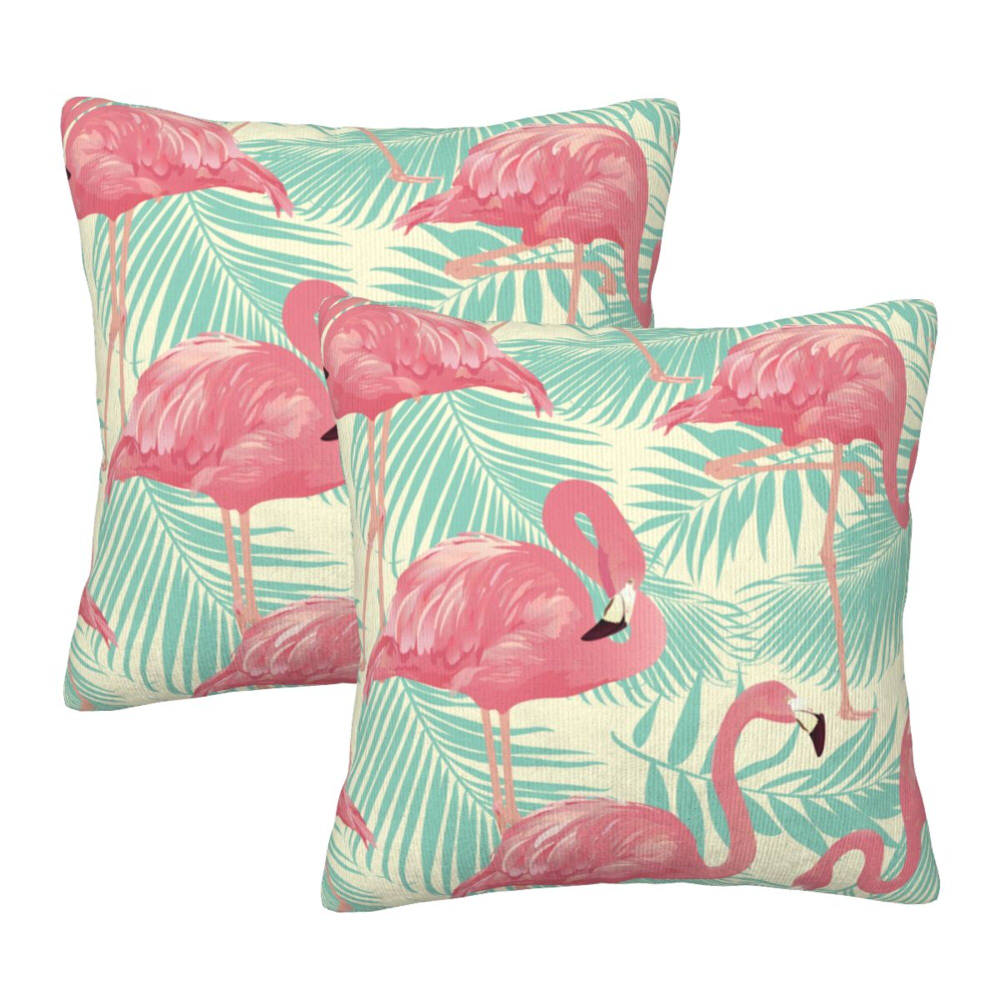 Home Throw Pillow Covers Tropical Palm Banana Leaves Pink Flamingo ...