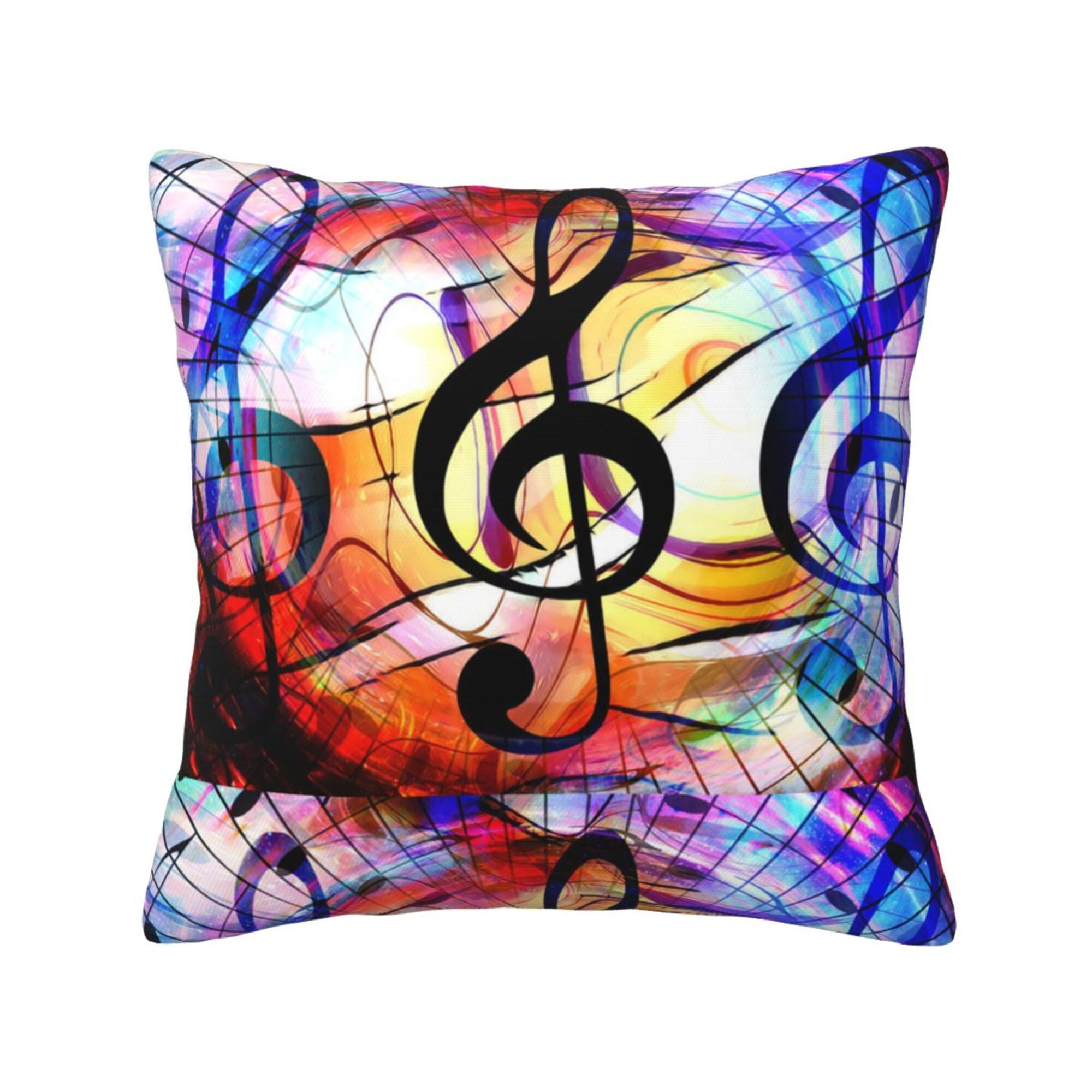 Home Throw Pillow Covers Two Sides Printed Abstract Music Notes Decor ...